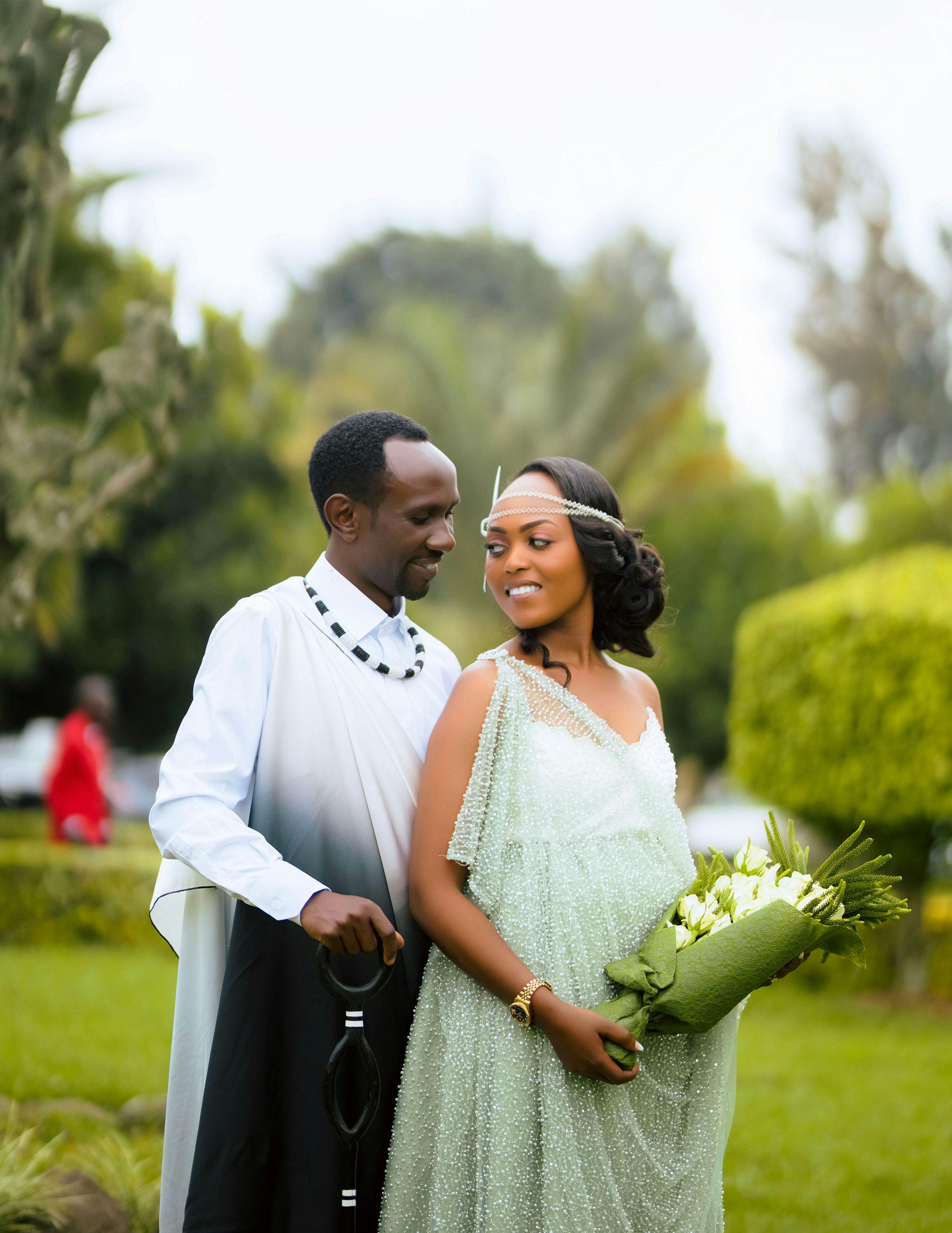 Elegant Outdoor Wedding Portrait of Happy Couple · Free Stock Photo
