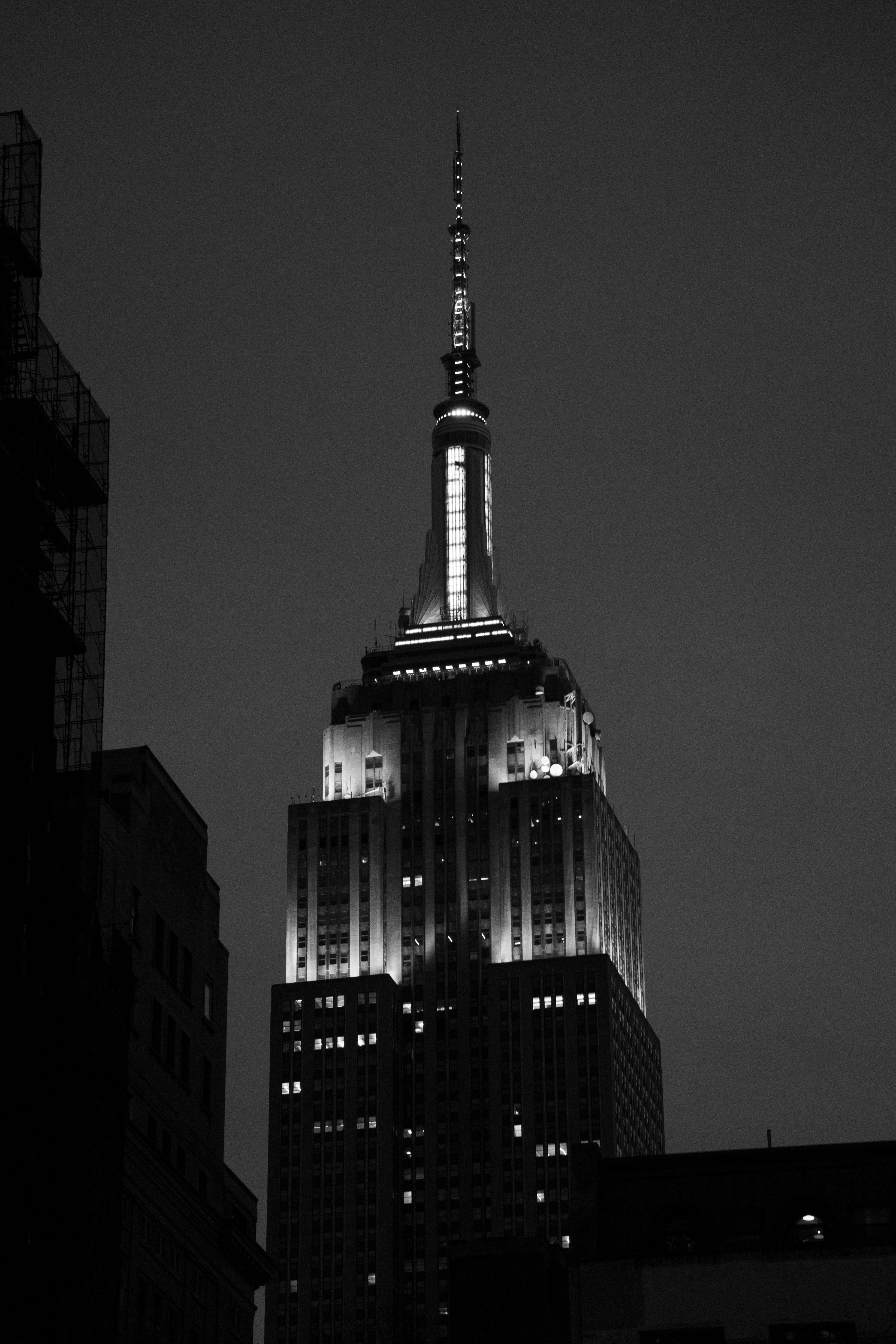 Black and White Empire State Building at Night · Free Stock Photo