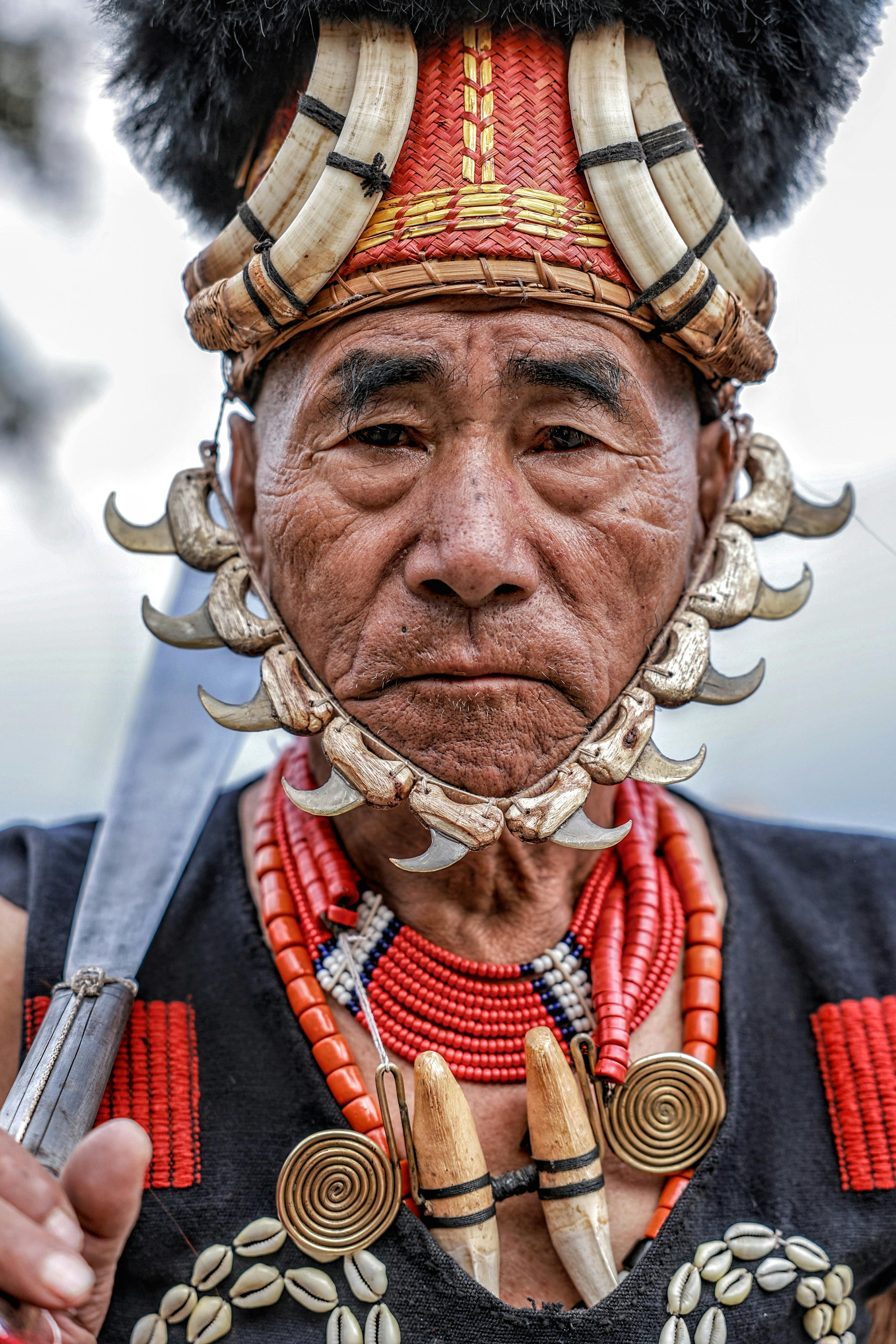Portrait of a Naga Tribesman in Traditional Attire · Free Stock Photo