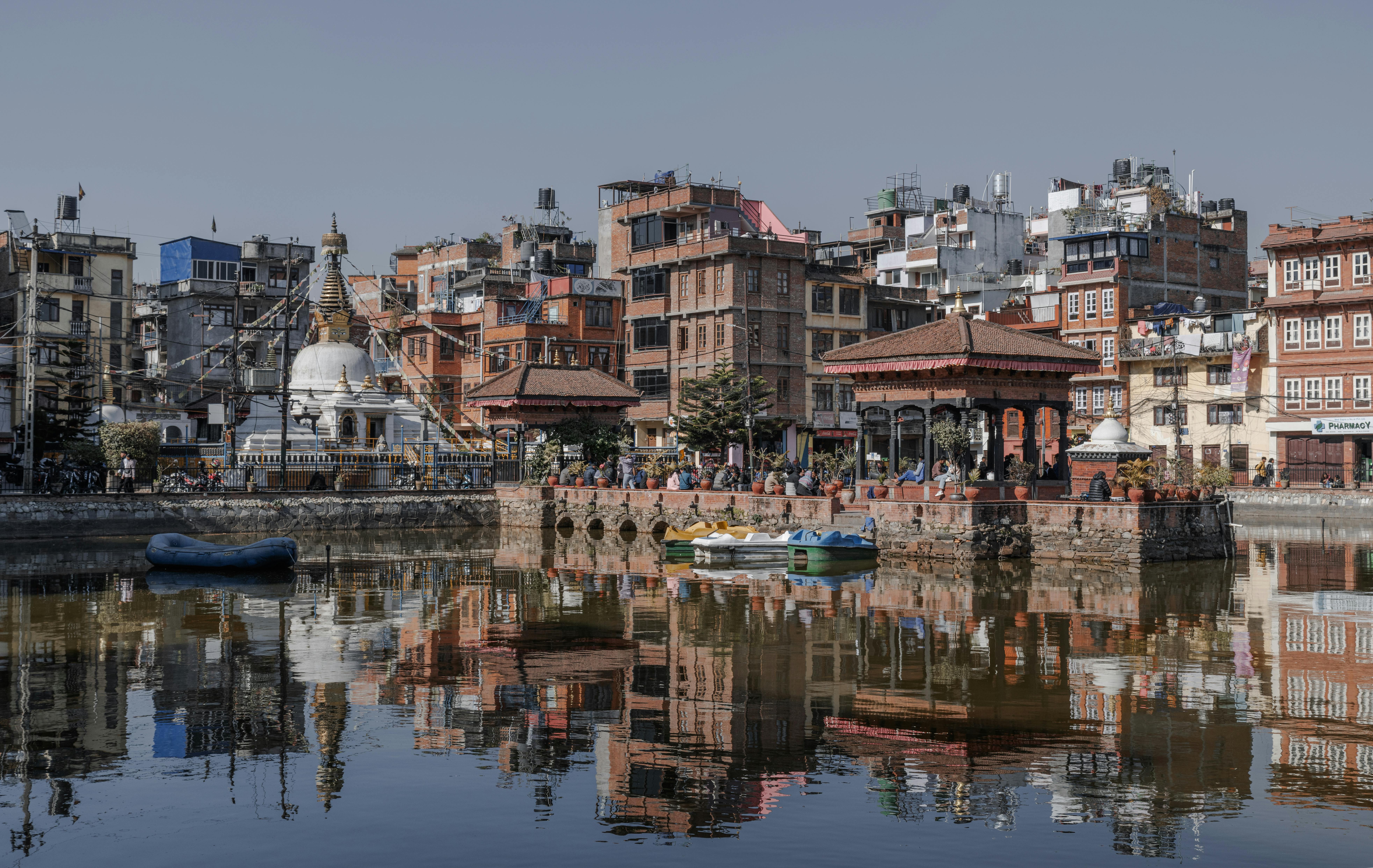 Kathmandu Patan Temple Reflections in Bagmati River · Free Stock Photo