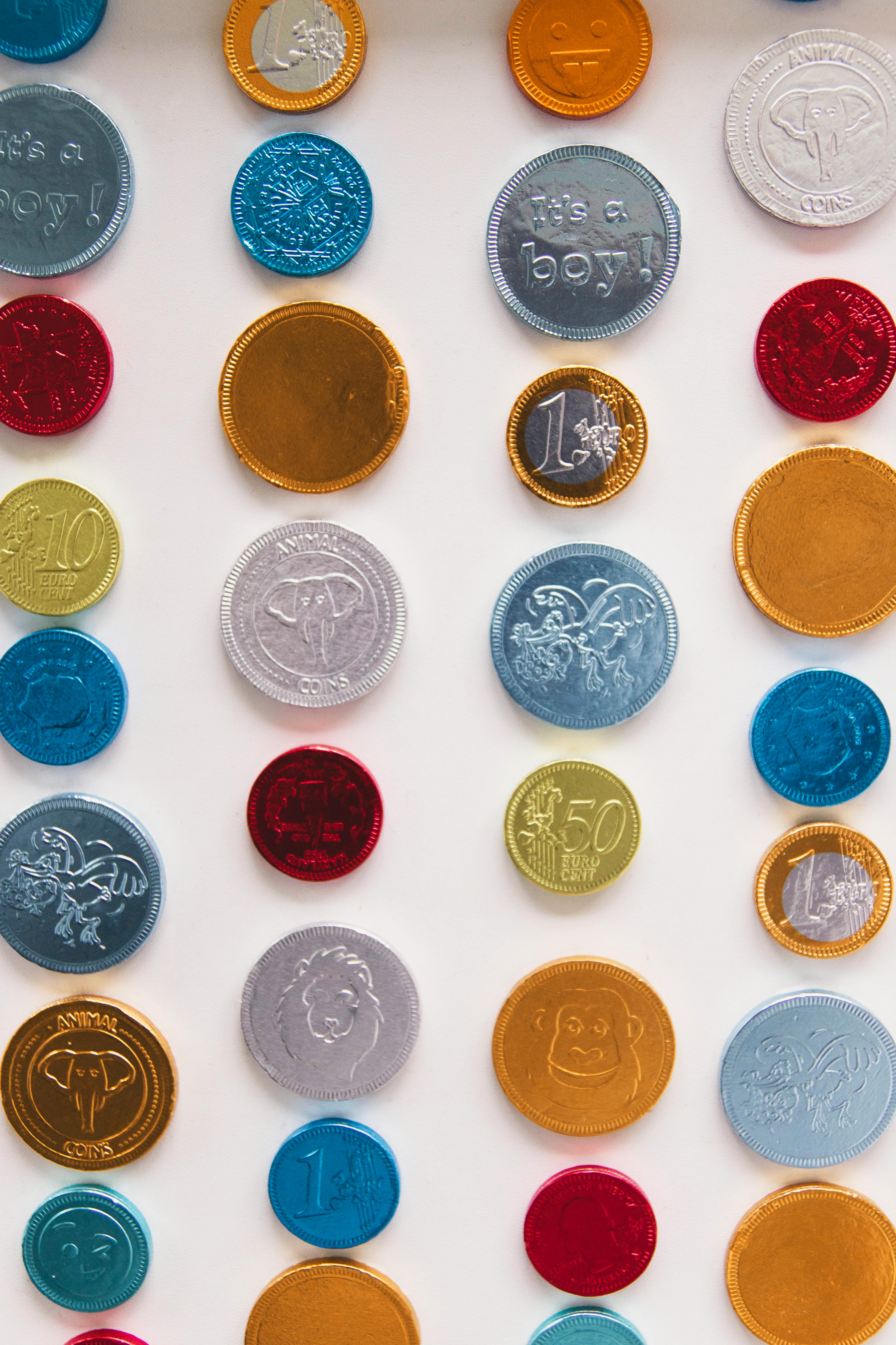 Collection of various colorful coins · Free Stock Photo
