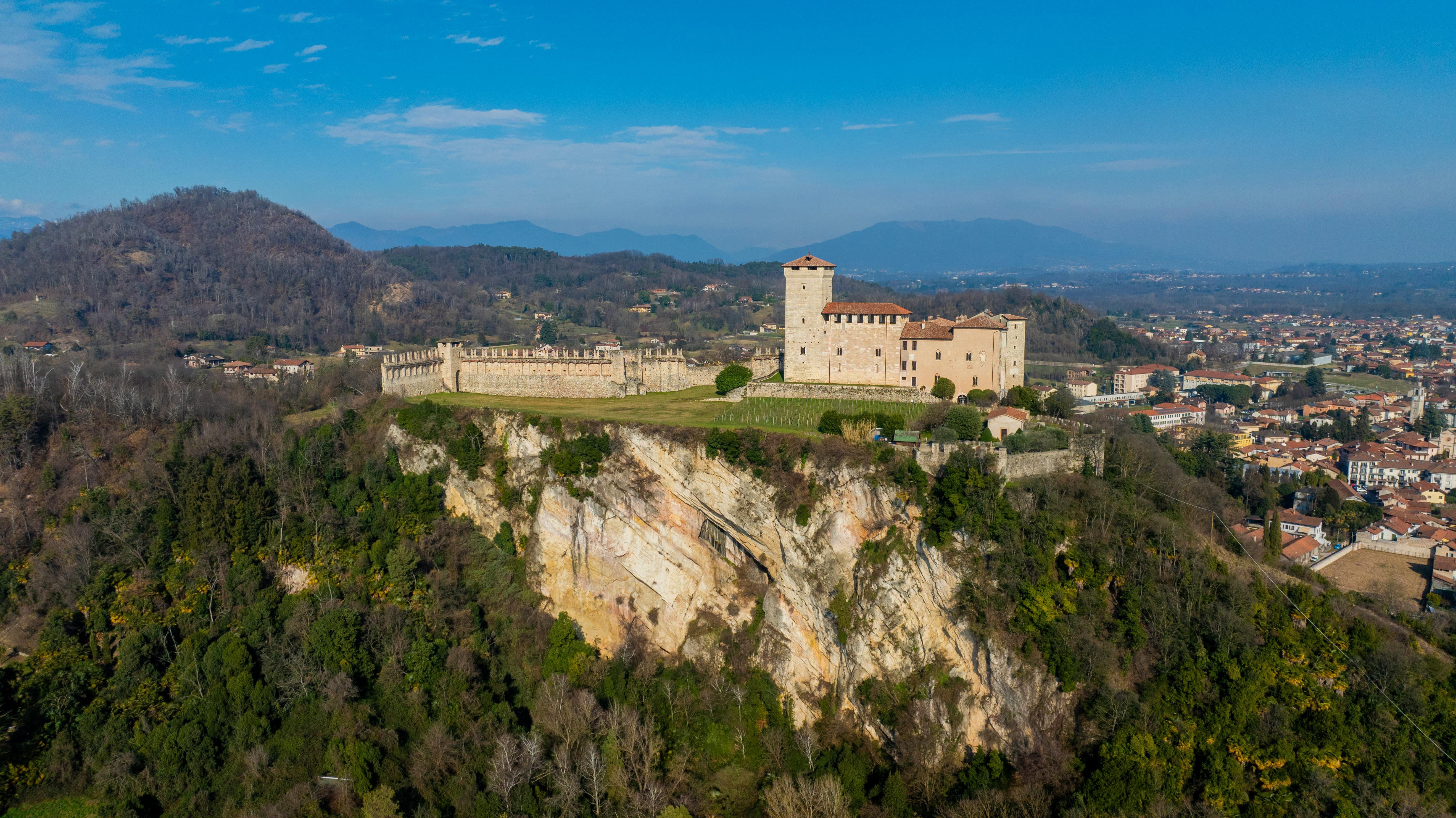 Scenic Aerial View of Angera Castle in Italy · Free Stock Photo
