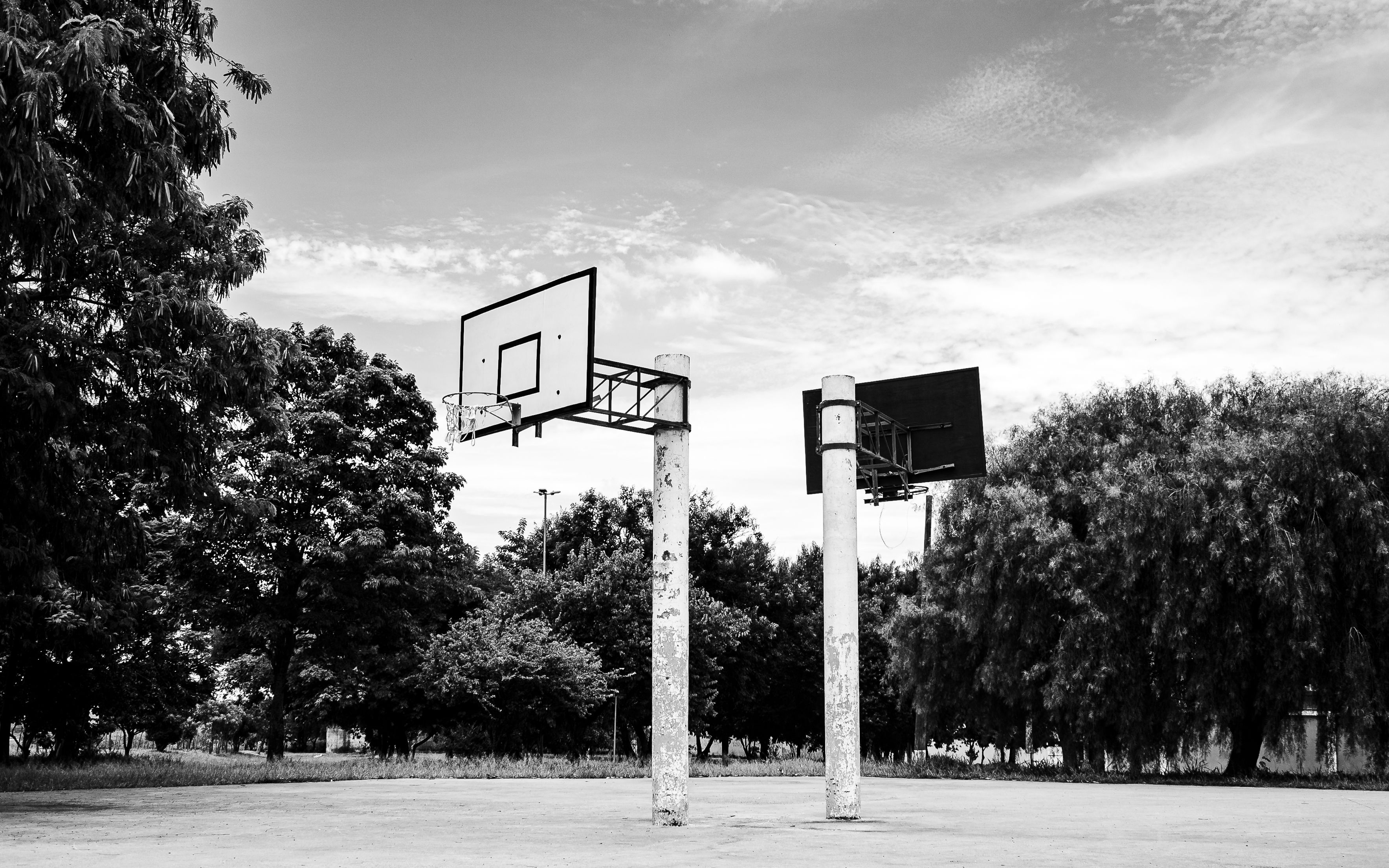 Monochrome Outdoor Basketball Court in Brazil · Free Stock Photo