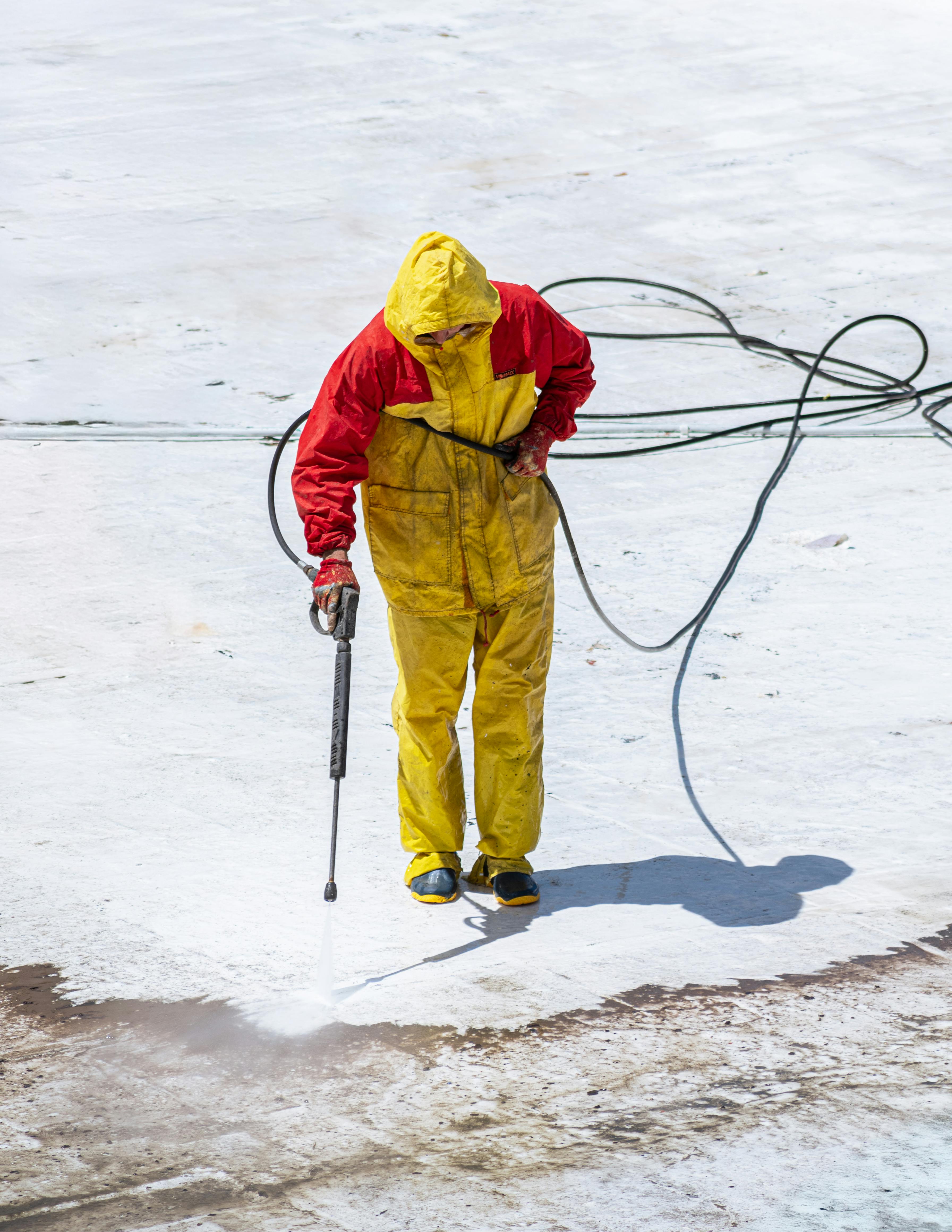 Worker in Protective Gear Using Pressure Washer · Free Stock Photo
