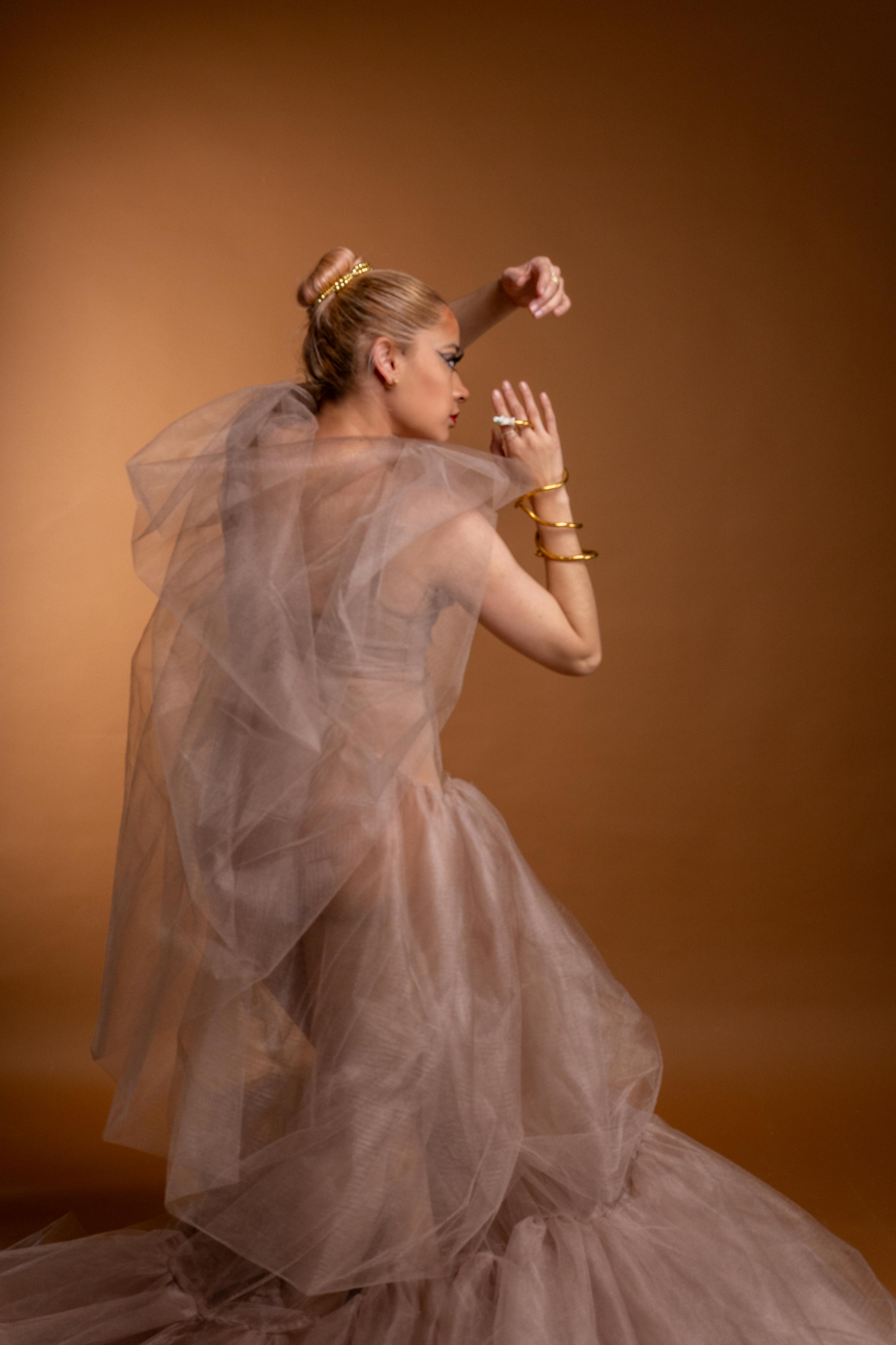 Elegant Ballet Dancer in Mocha Tulle Dress · Free Stock Photo