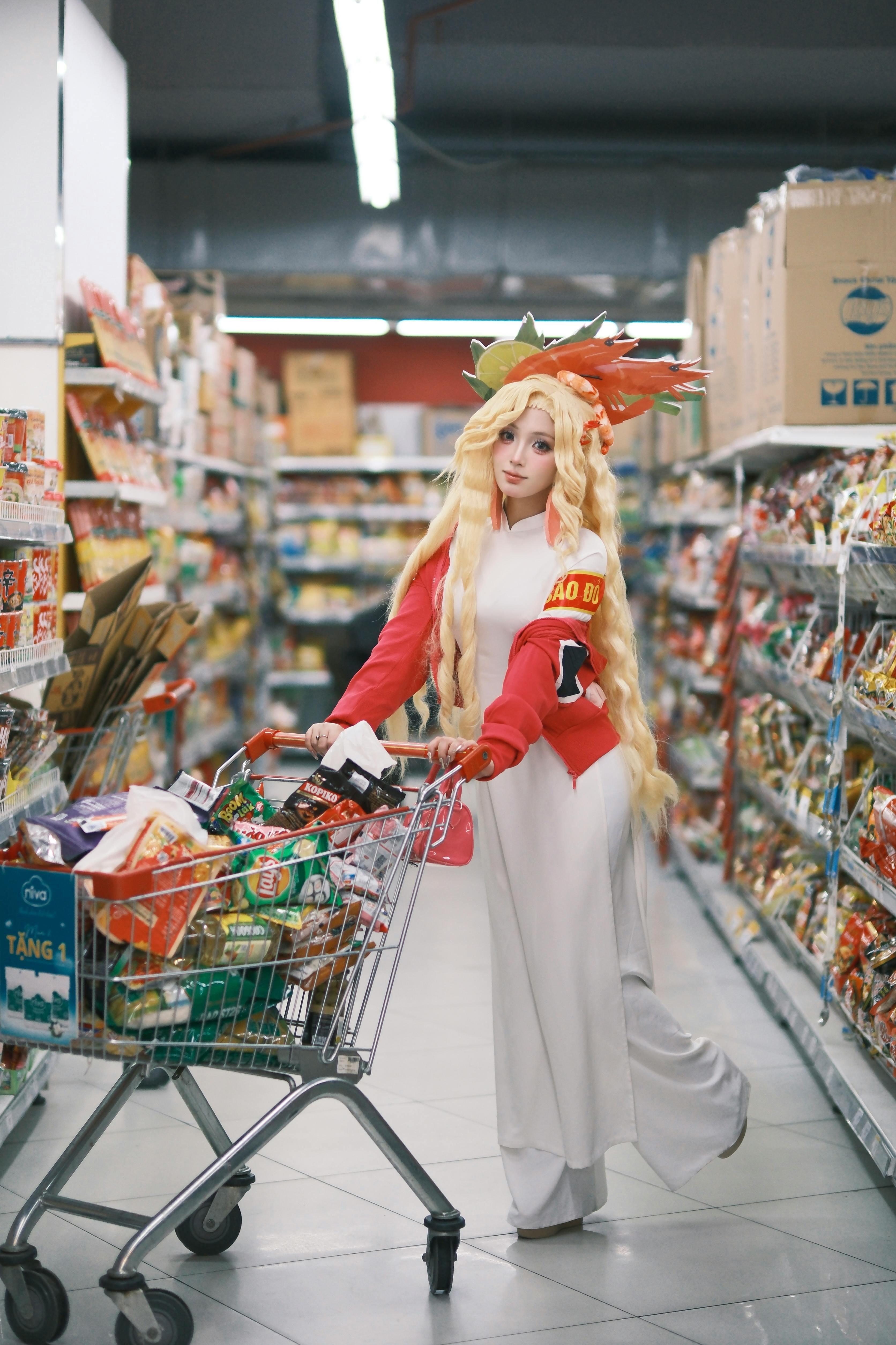 Cosplay Shopping in Grocery Store Aisle · Free Stock Photo