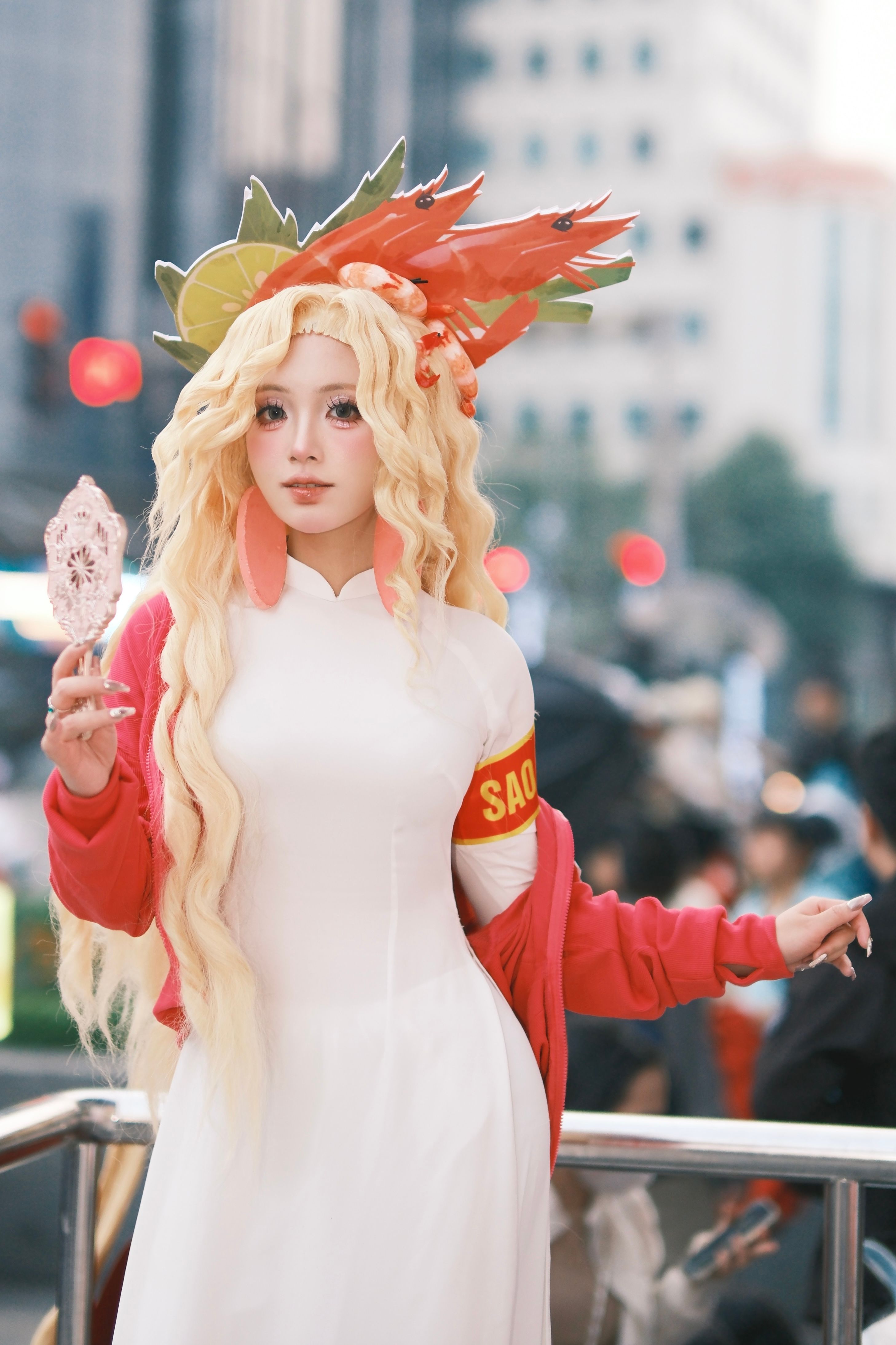 Cosplay Street Scene with Colorful Headpiece · Free Stock Photo