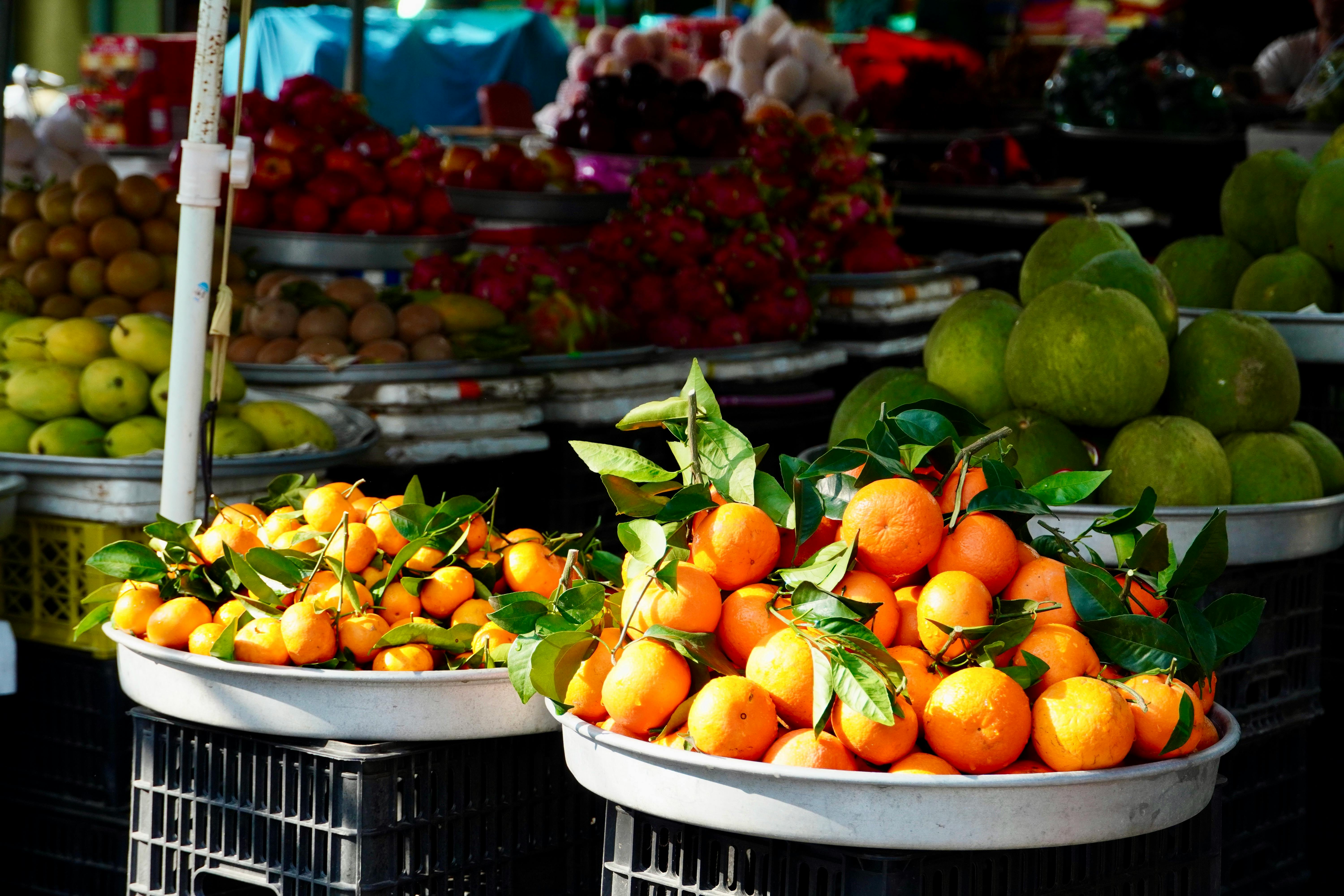 Vibrant Market with Fresh Citrus Display · Free Stock Photo