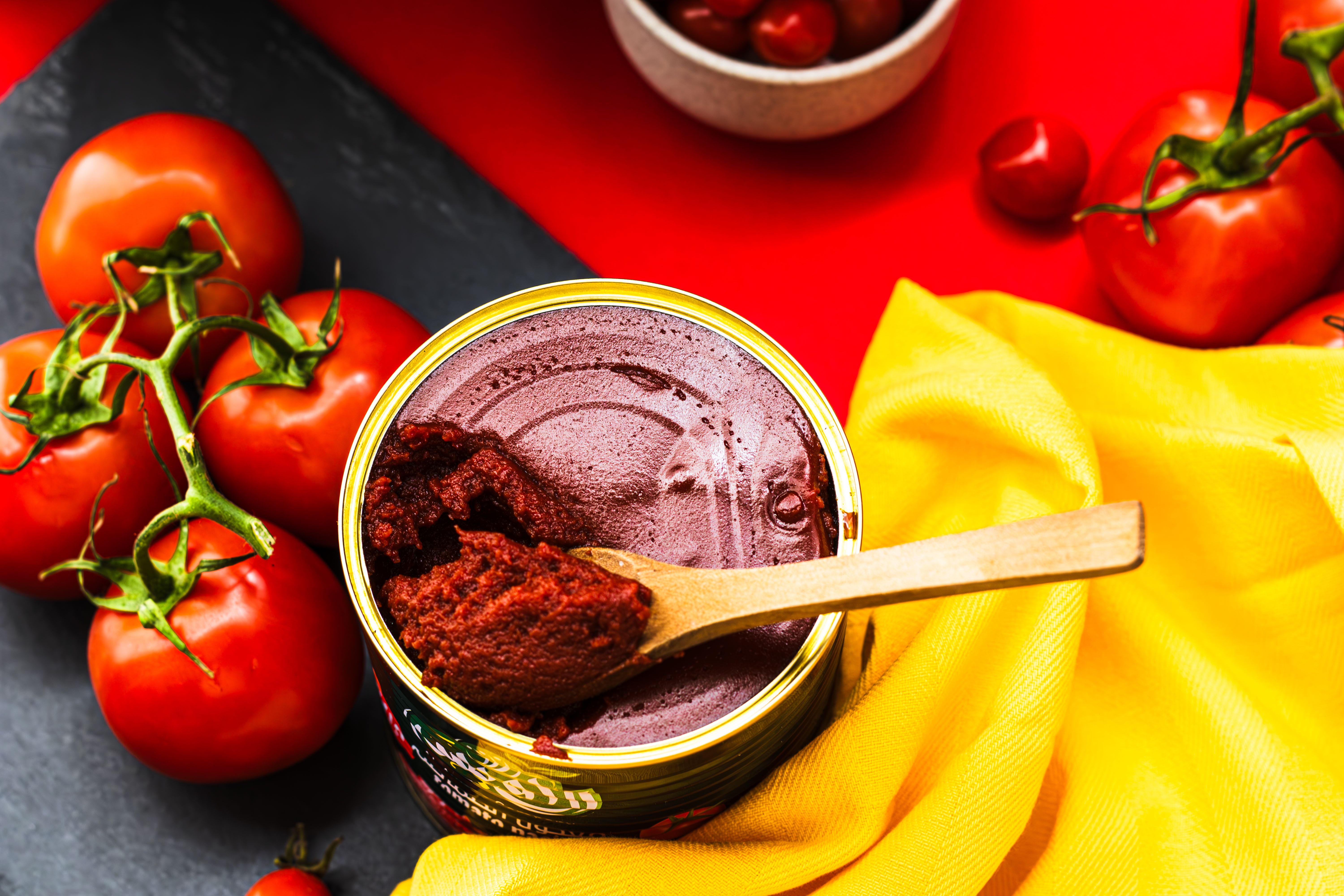 Vibrant Tomato Paste and Fresh Tomatoes Display · Free Stock Photo