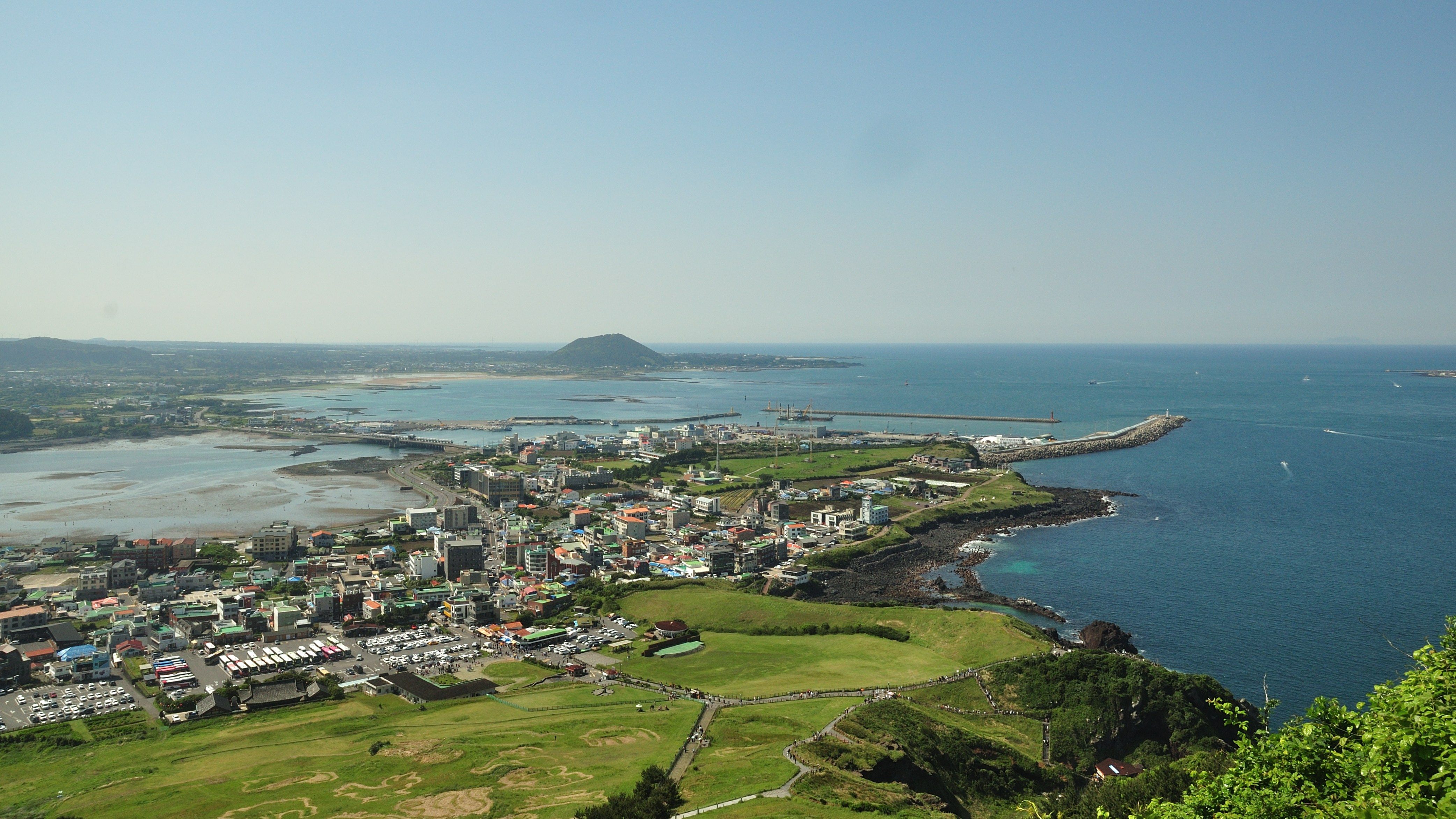 Scenic View of Jeju Island Coastline from Above · Free Stock Photo