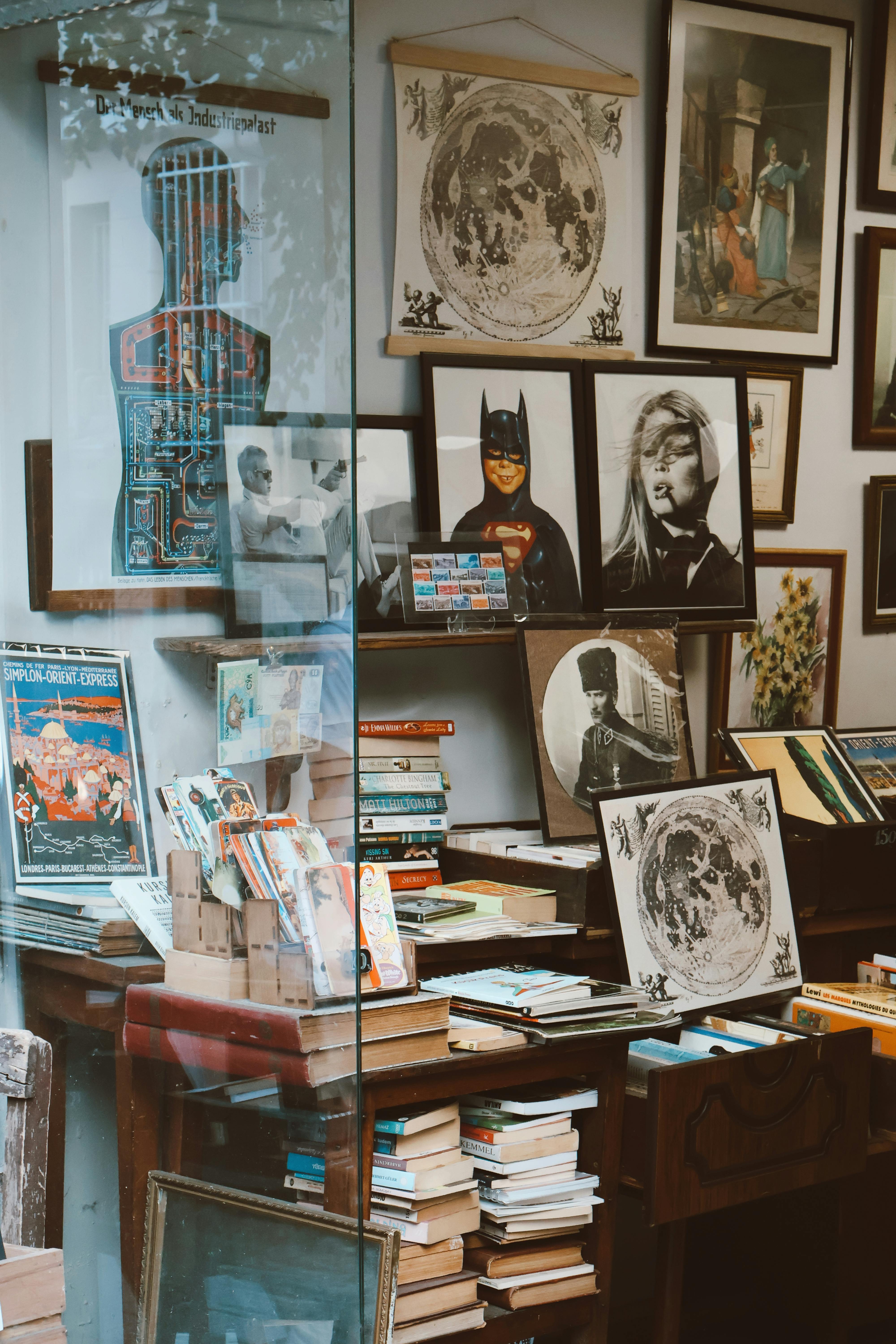 Vintage Bookstore with Art and Collectibles · Free Stock Photo