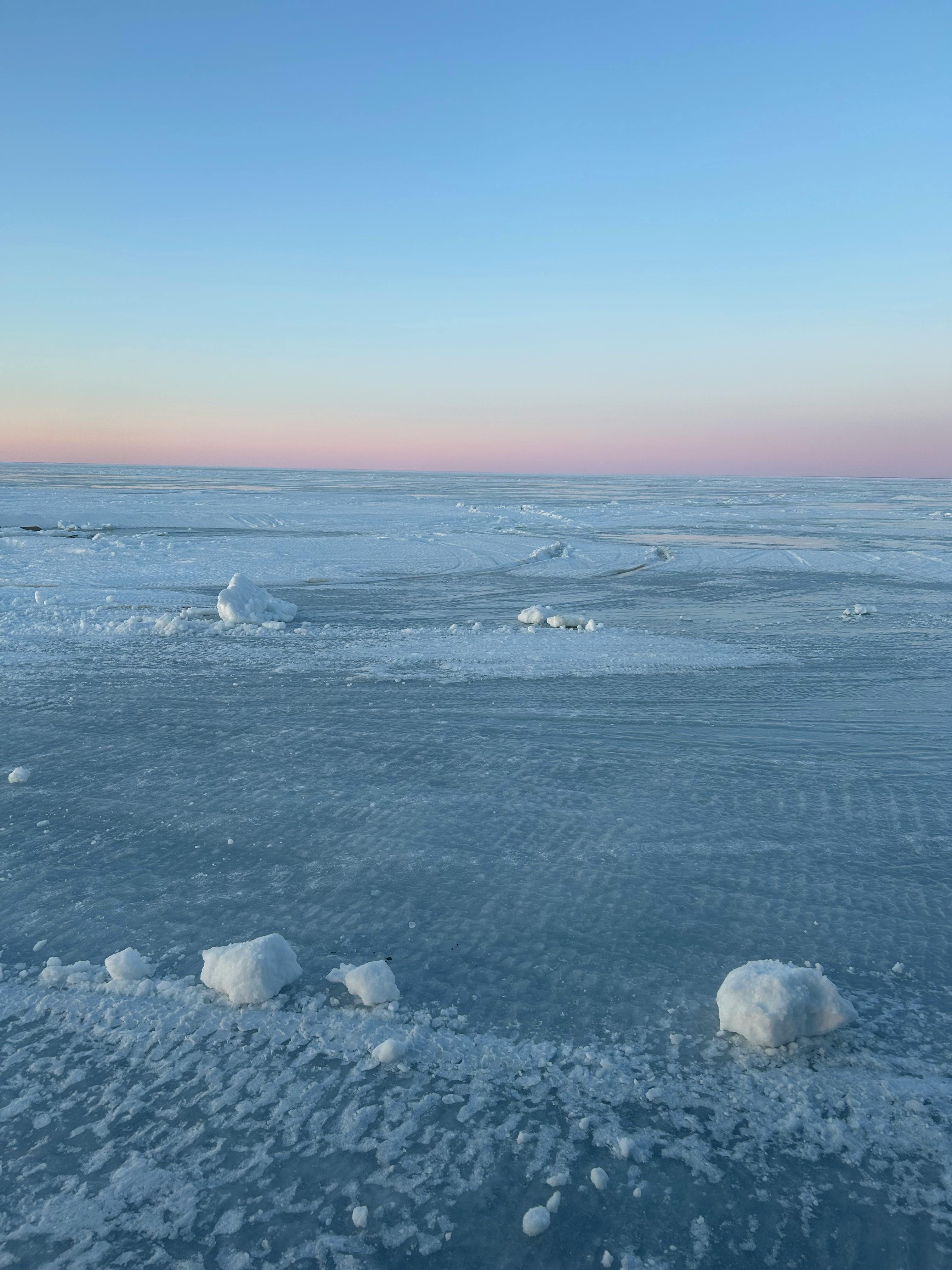 Frozen Lake Sunset on Icy Landscape · Free Stock Photo