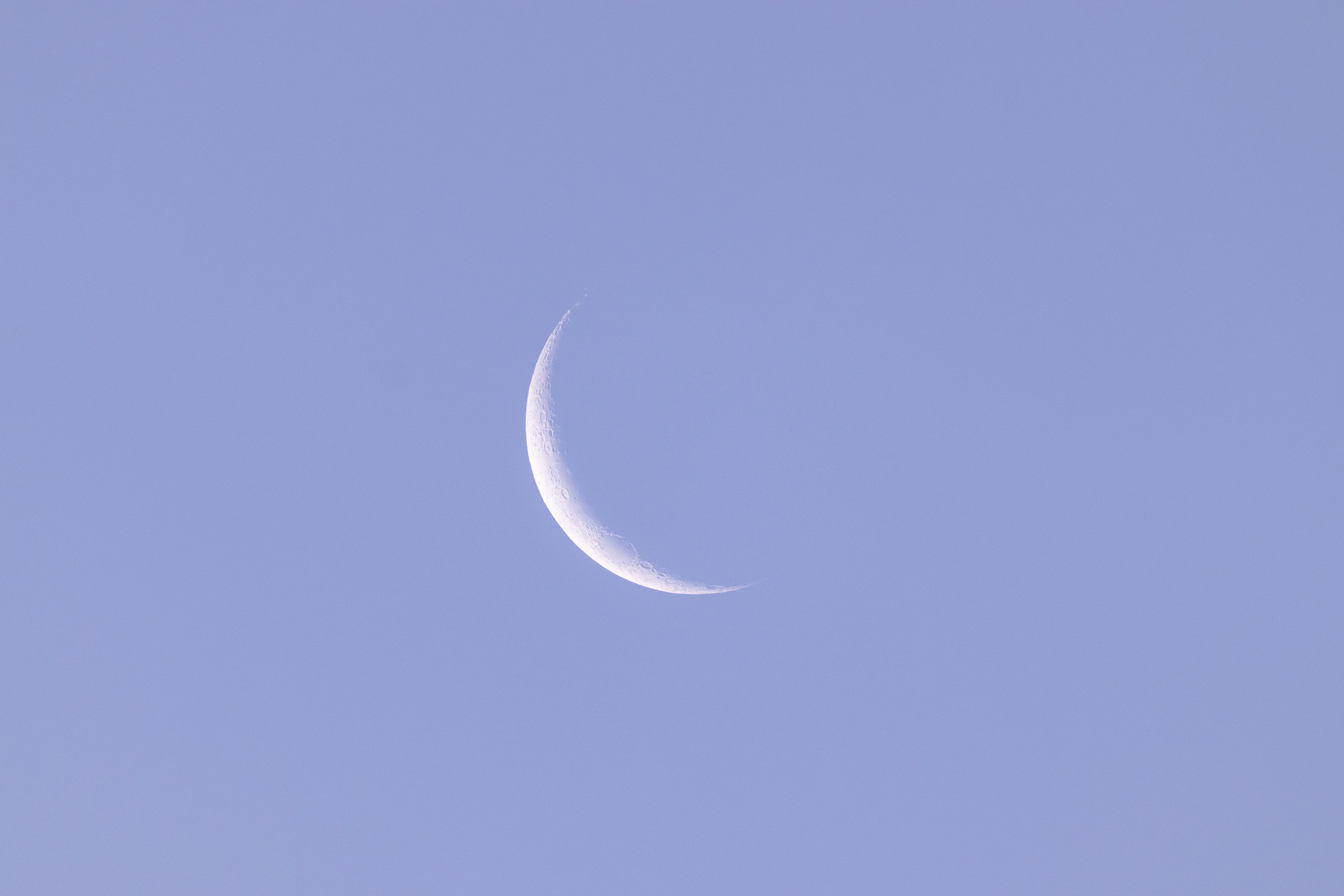Crescent Moon Against Clear Blue Sky · Free Stock Photo