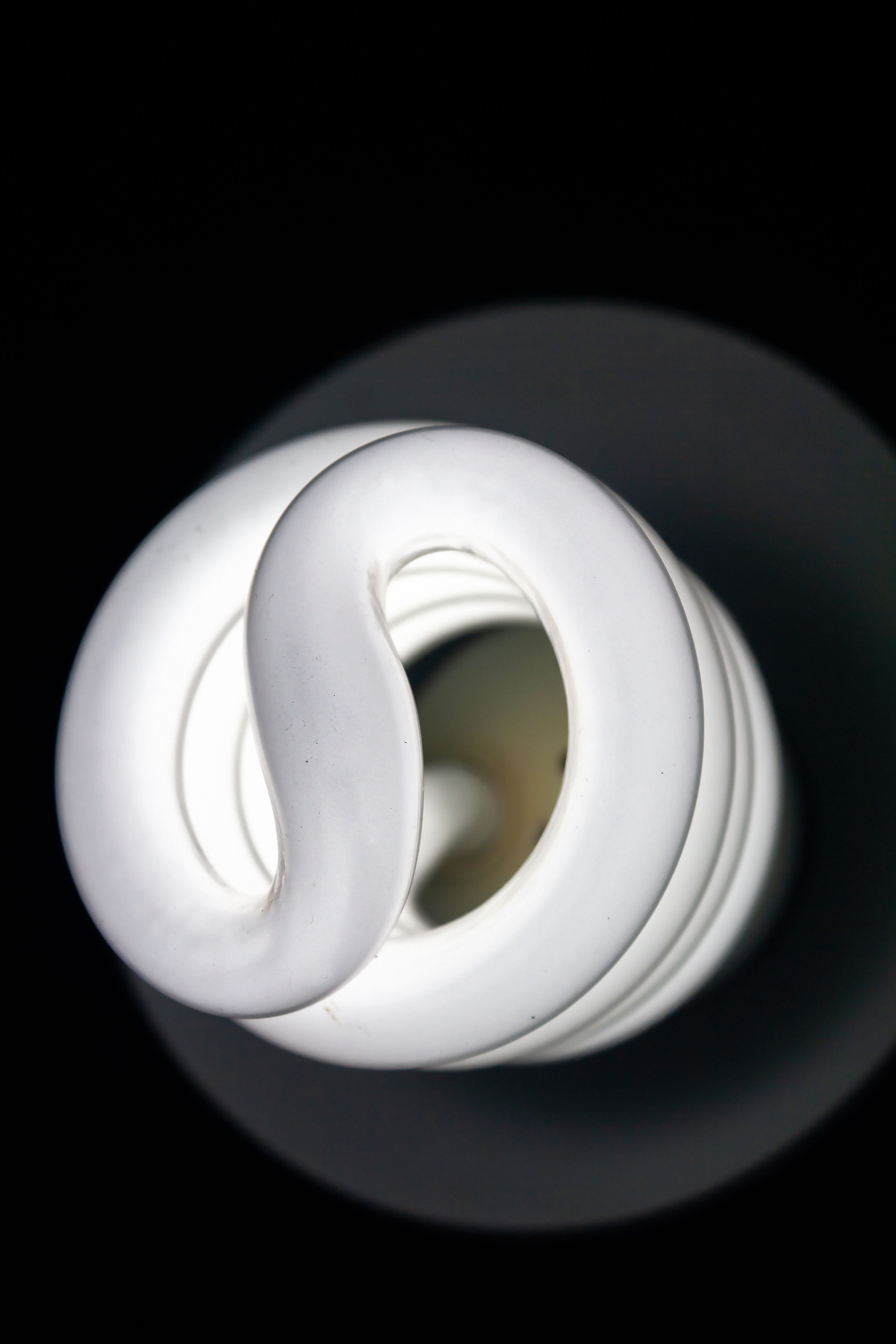 Close-up of Spiral CFL Bulb on Black Background · Free Stock Photo