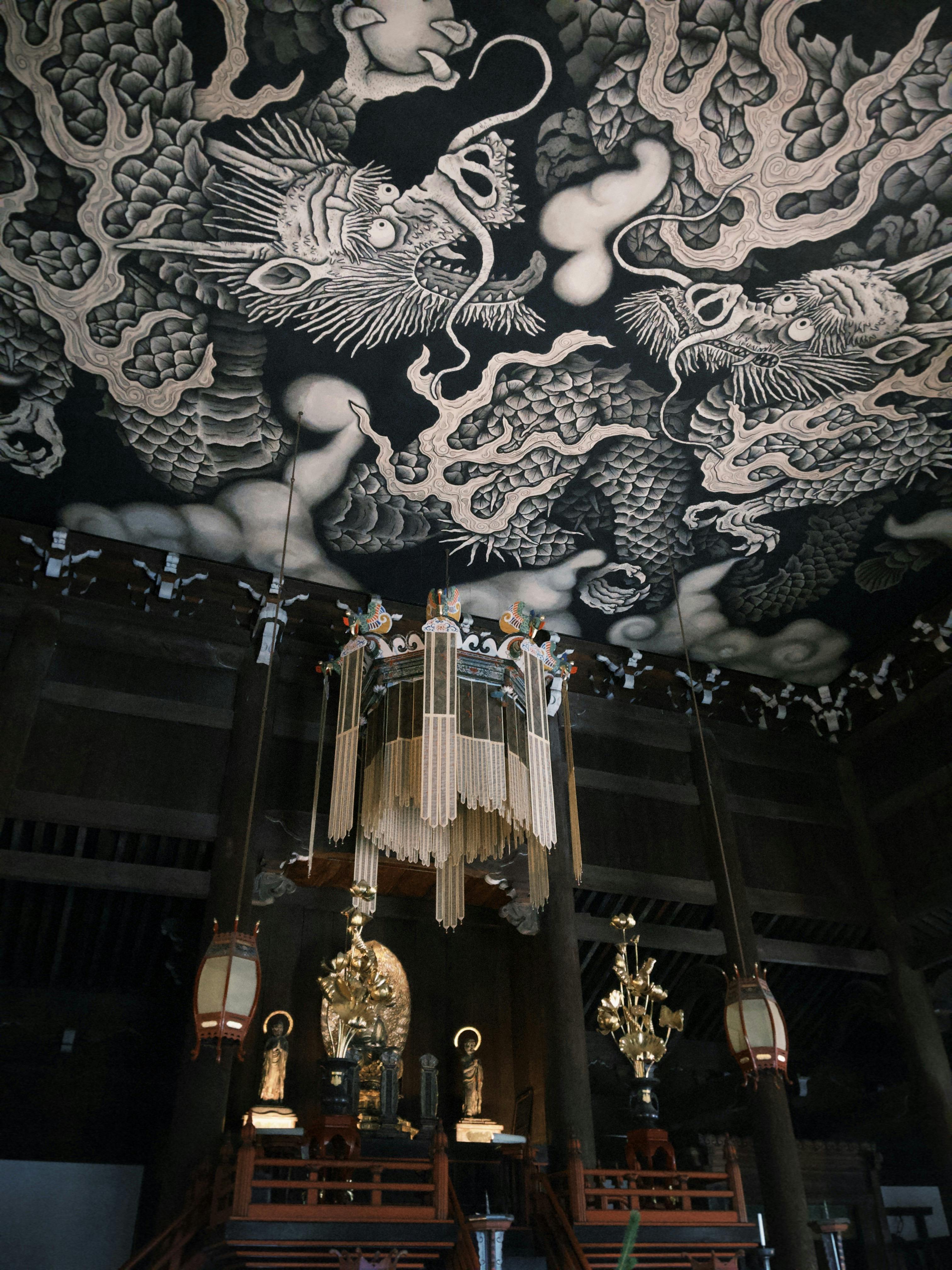 Intricate Dragon Ceiling Art in Kyoto Temple · Free Stock Photo