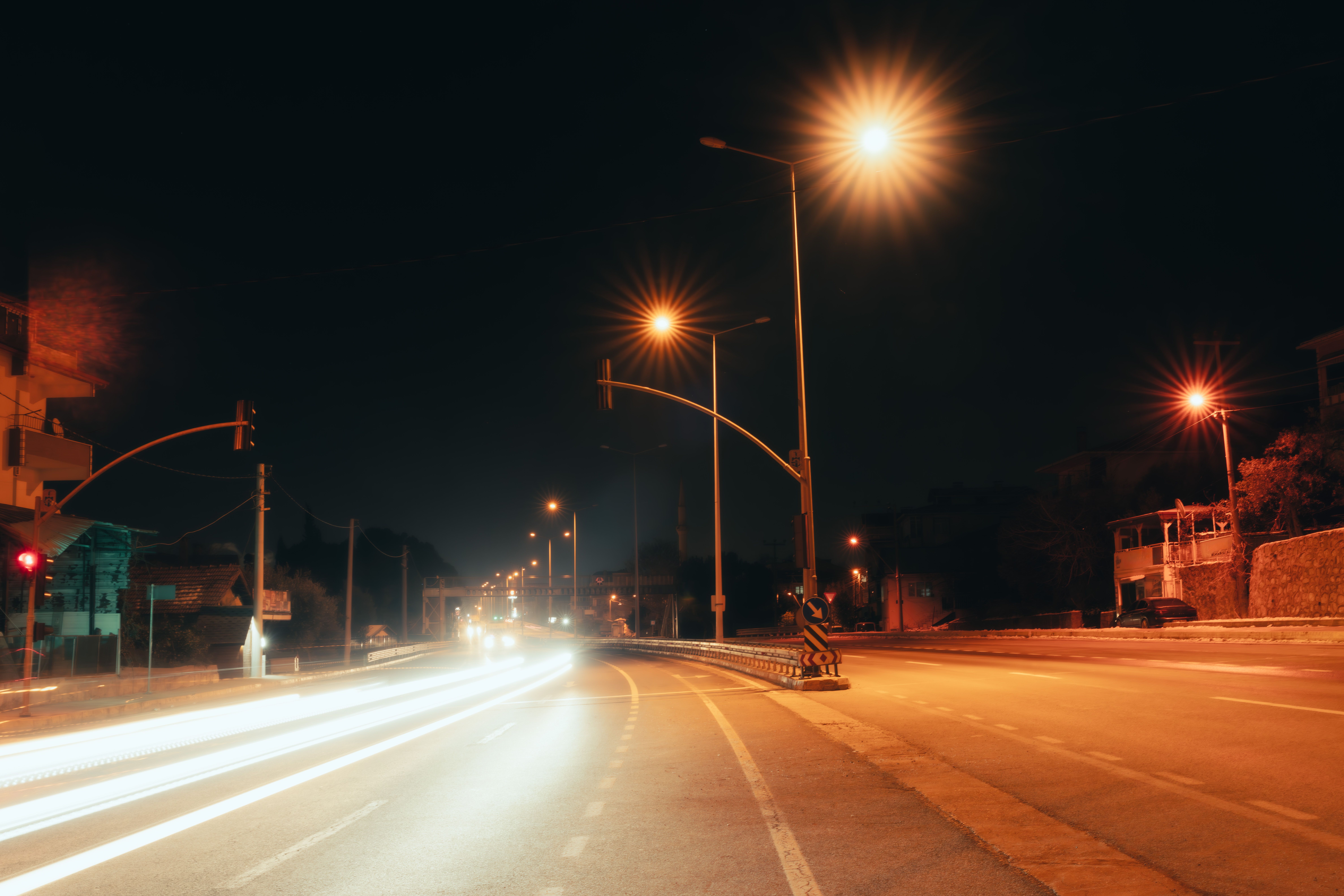 Nighttime Long Exposure of City Street Lights · Free Stock Photo
