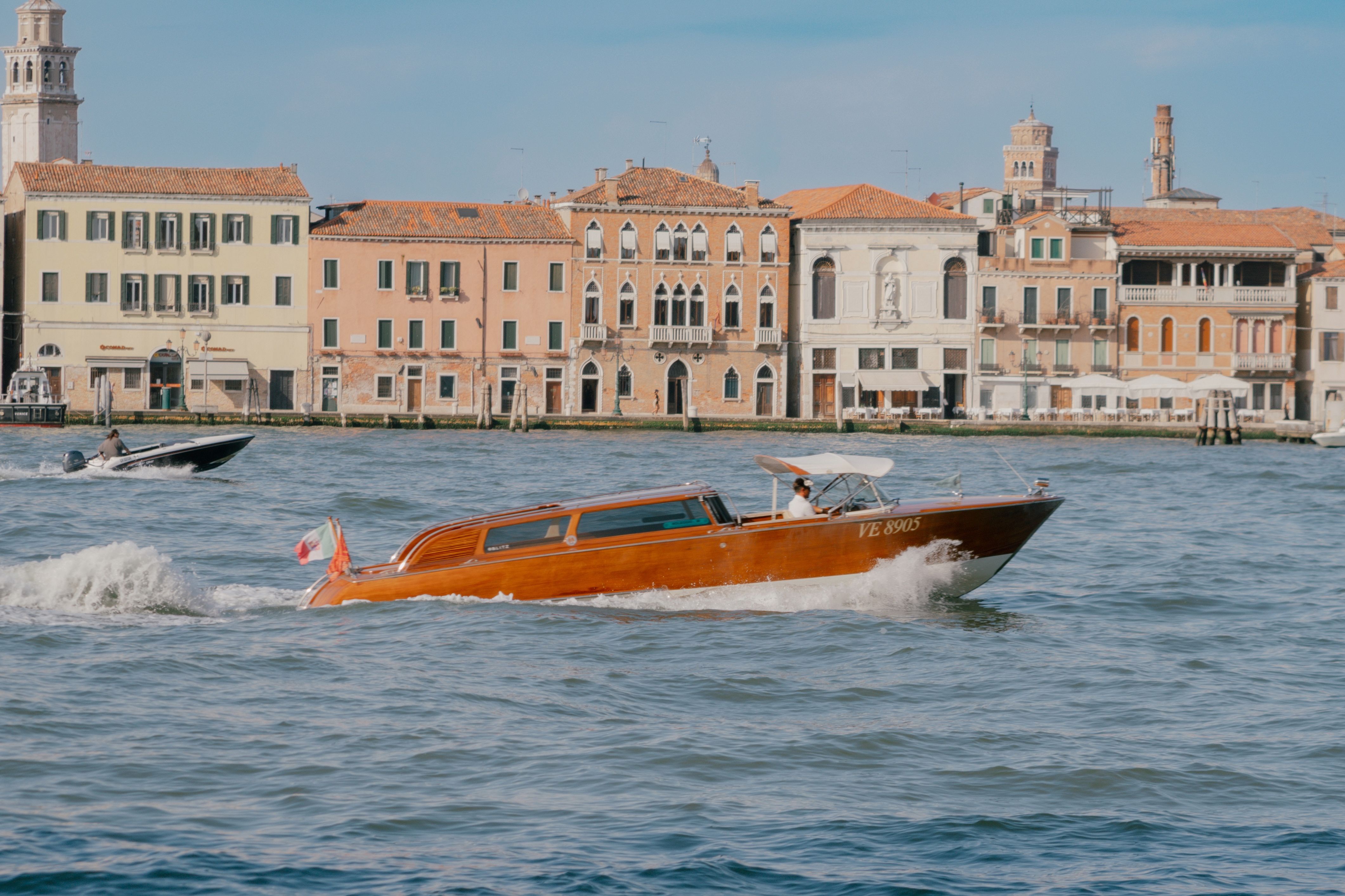 Venetian Water Taxi Cruising Grand Canal Venice Italy · Free Stock Photo