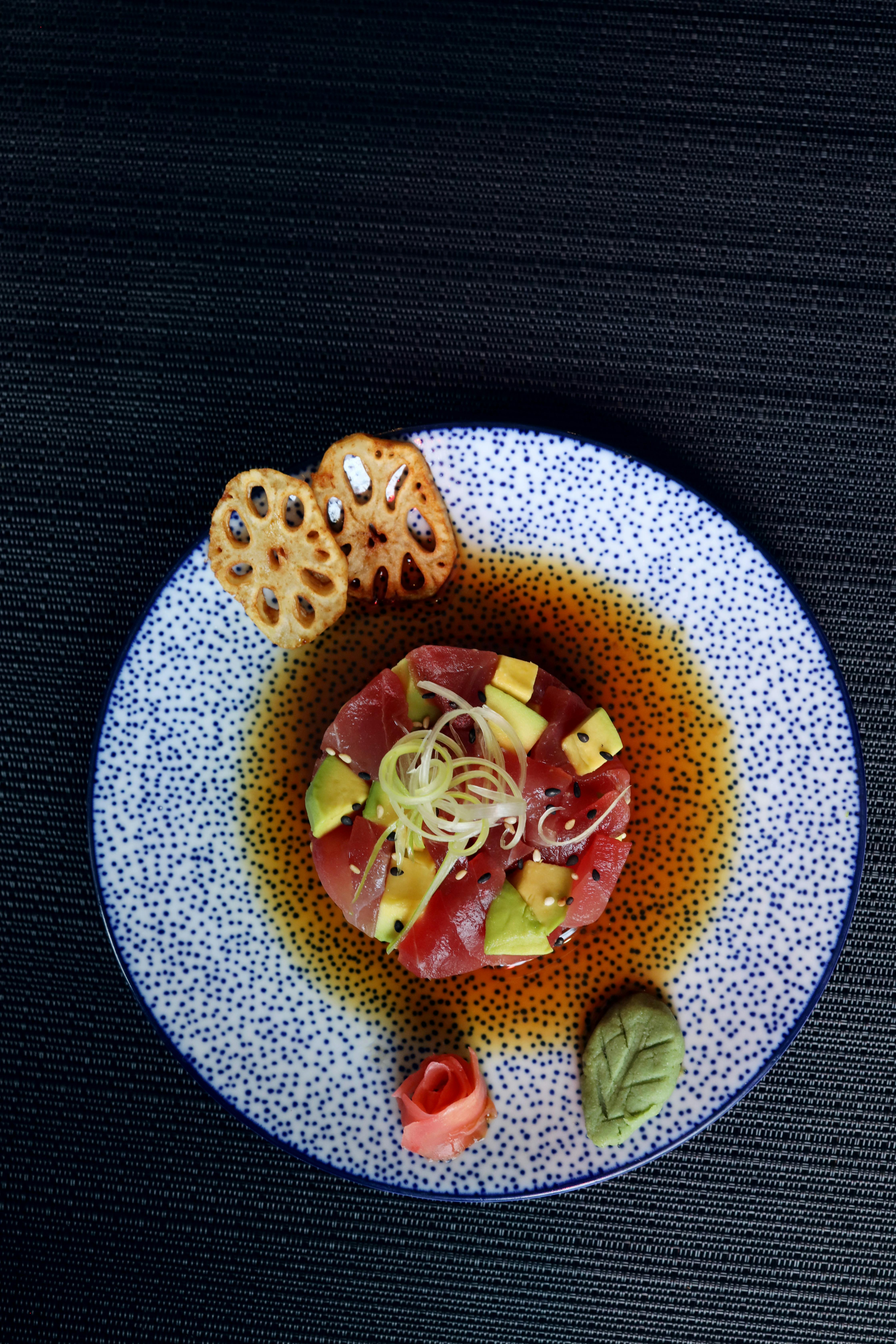 Elegant Tuna Tartare with Avocado and Lotus Root · Free Stock Photo