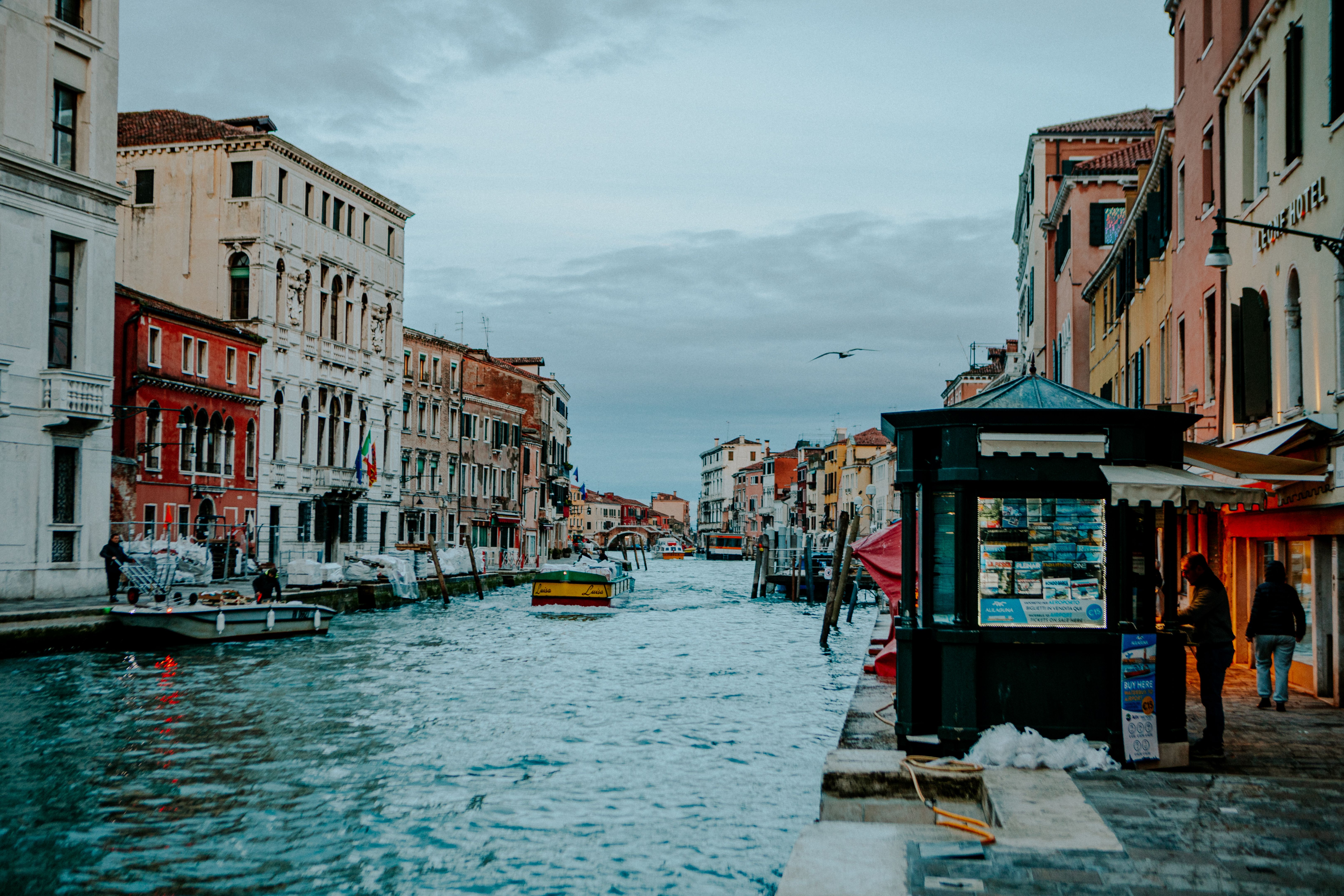 Scenic View of a Busy Venice Canal at Dusk · Free Stock Photo