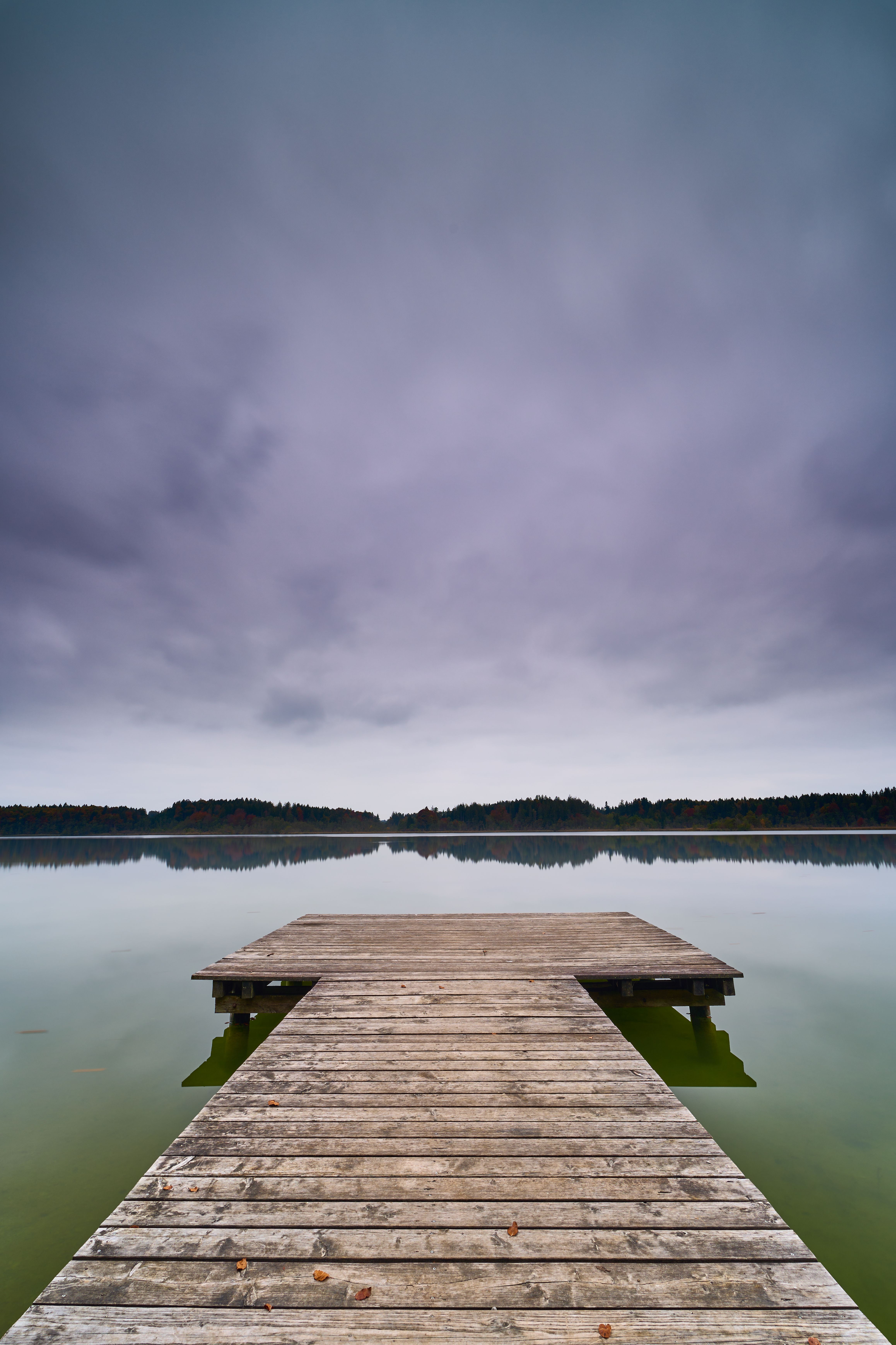 Serene Wooden Dock Extending Over Calm Lake · Free Stock Photo