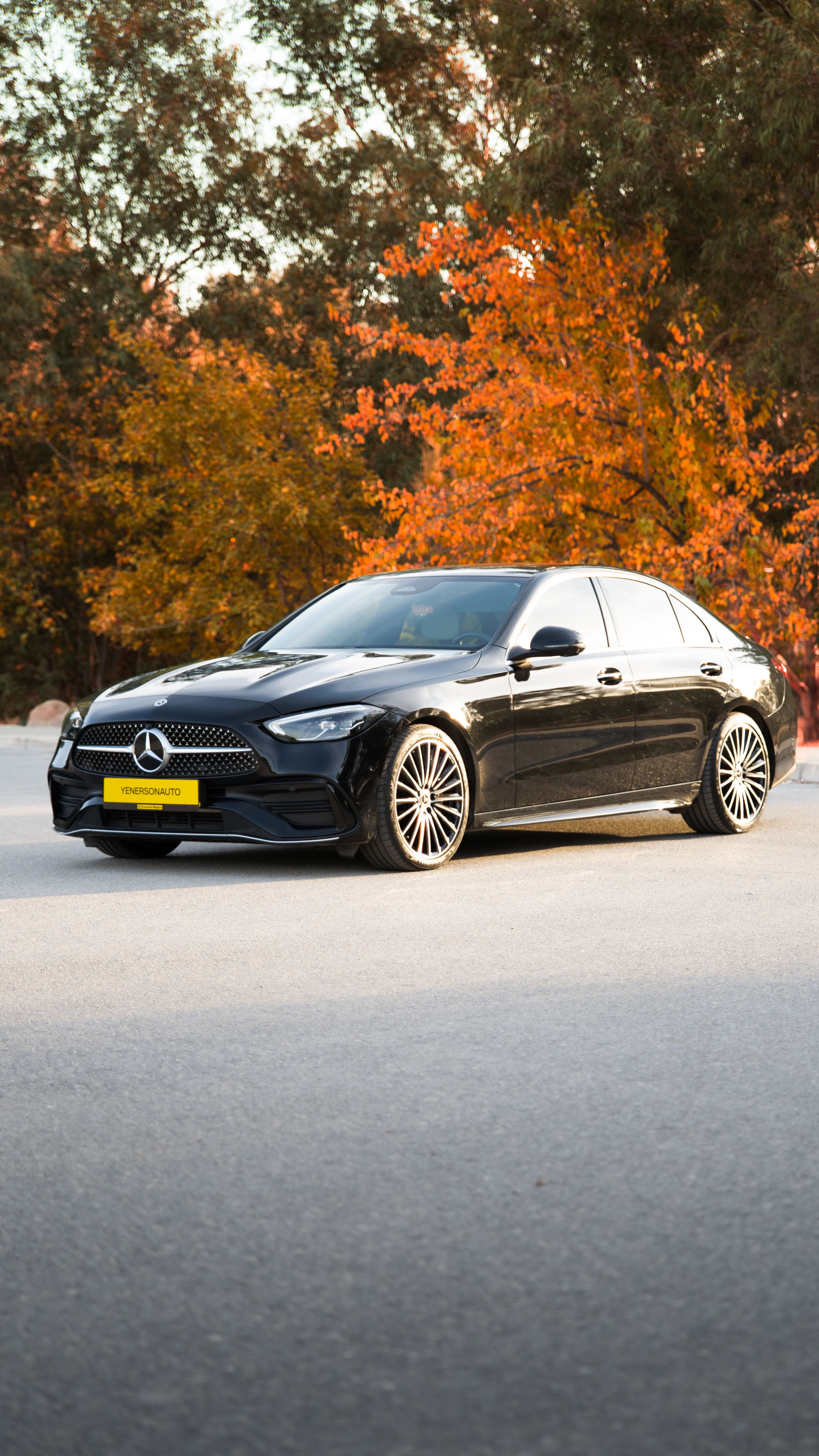 Luxury Mercedes Benz Car in Scenic Autumn Setting · Free Stock Photo