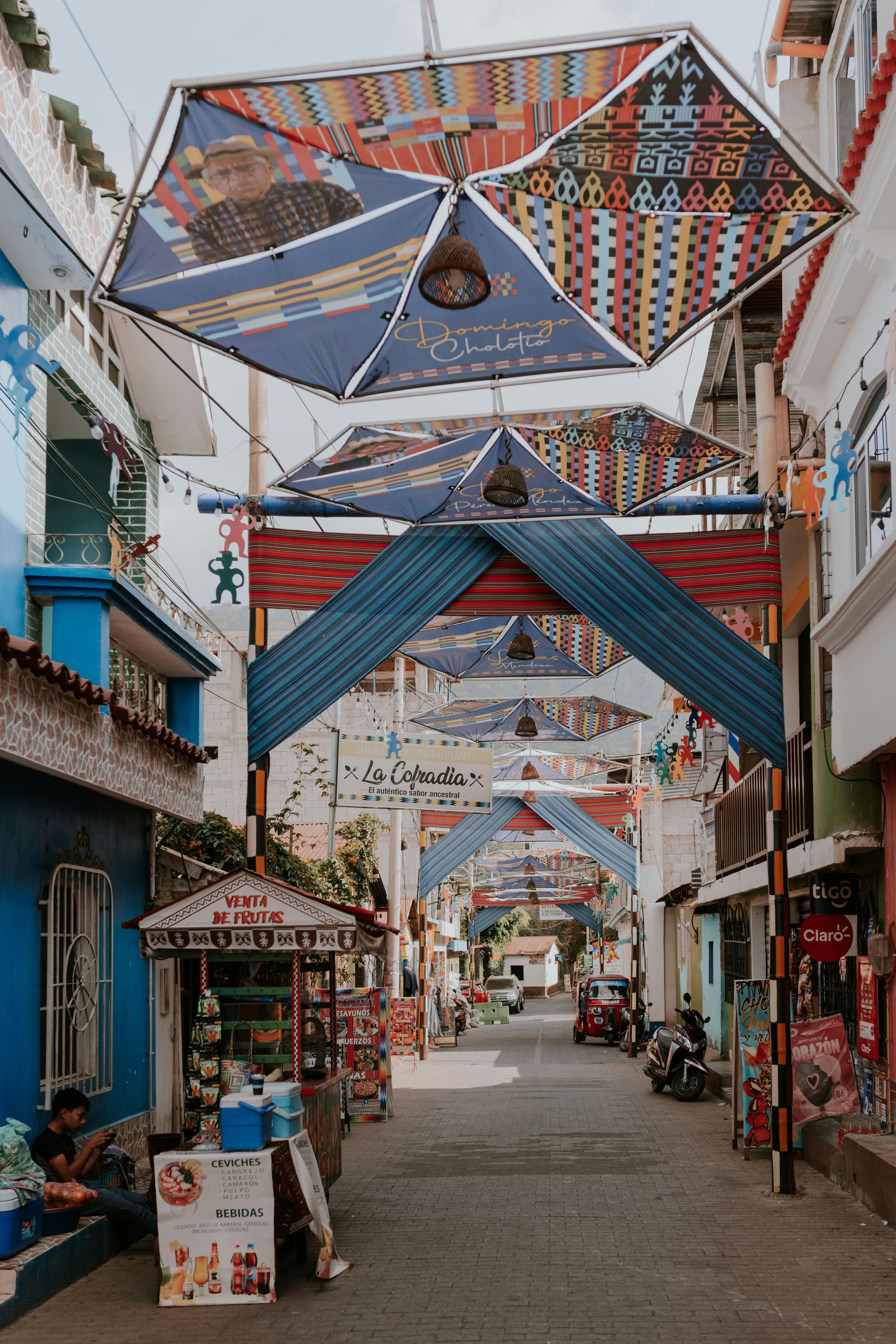 Colorful Street Bazaar with Canopy Decorations · Free Stock Photo