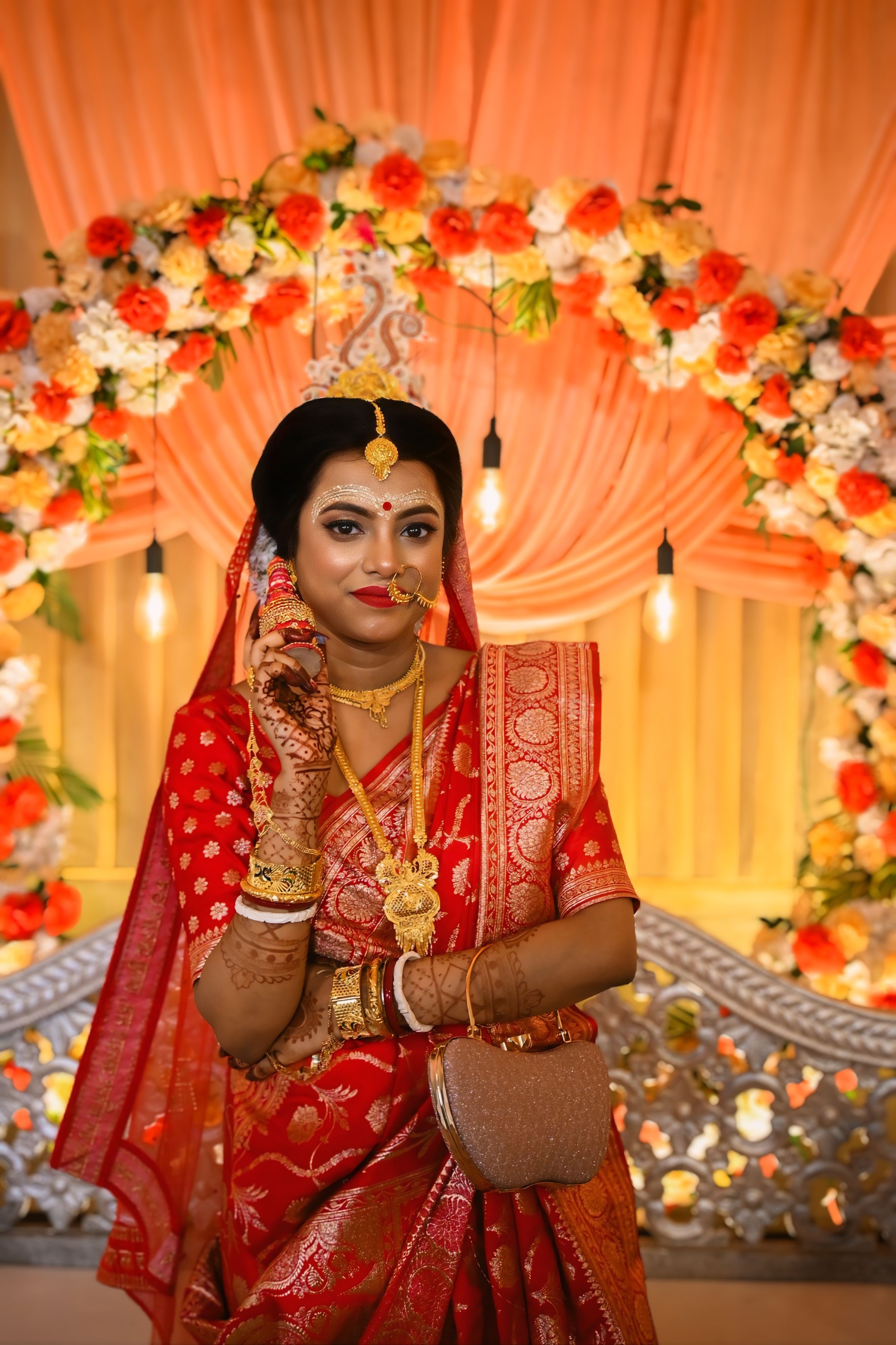 Beautiful Bengali Bride in Traditional Attire · Free Stock Photo