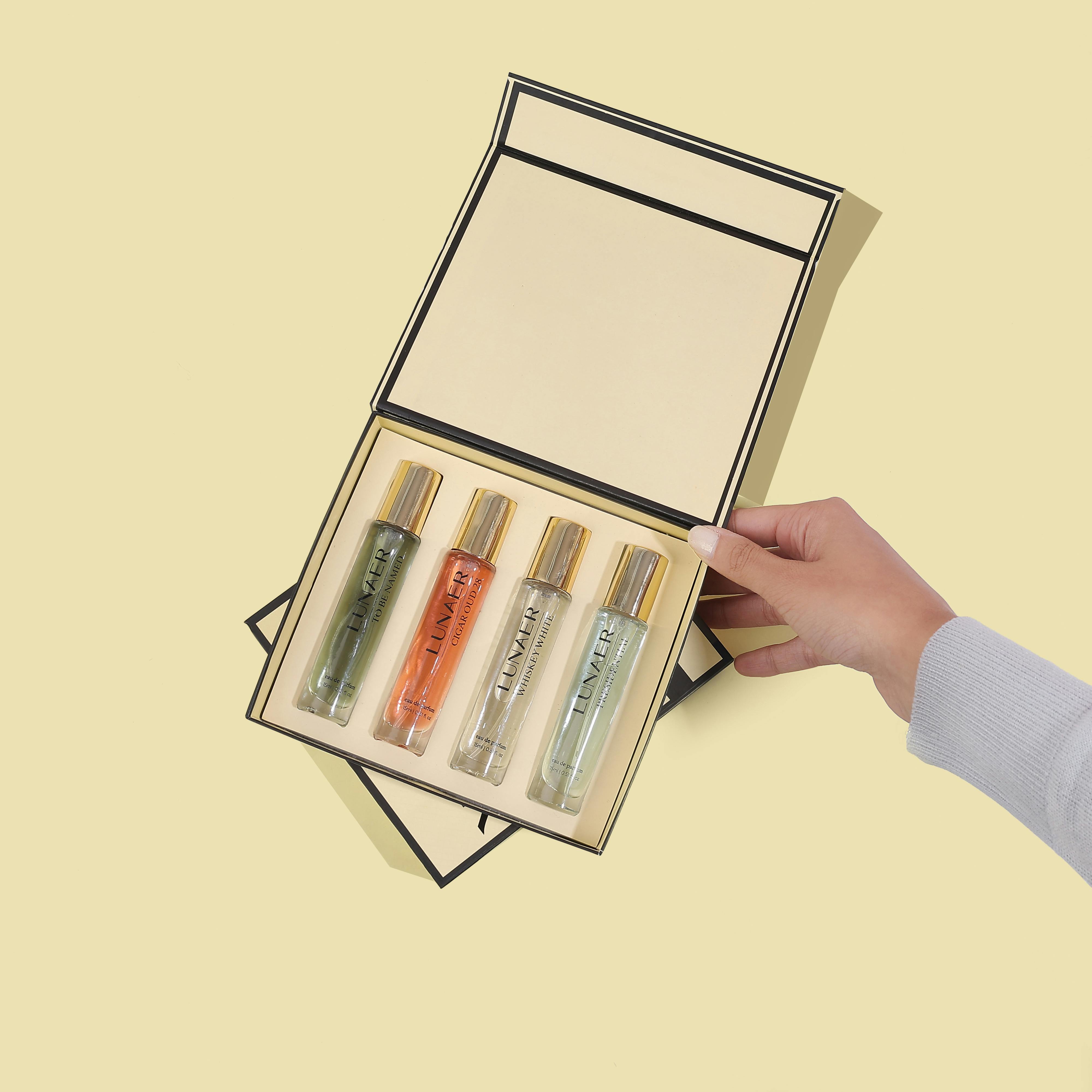 Elegant Perfume Gift Box with Fragrance Vials · Free Stock Photo