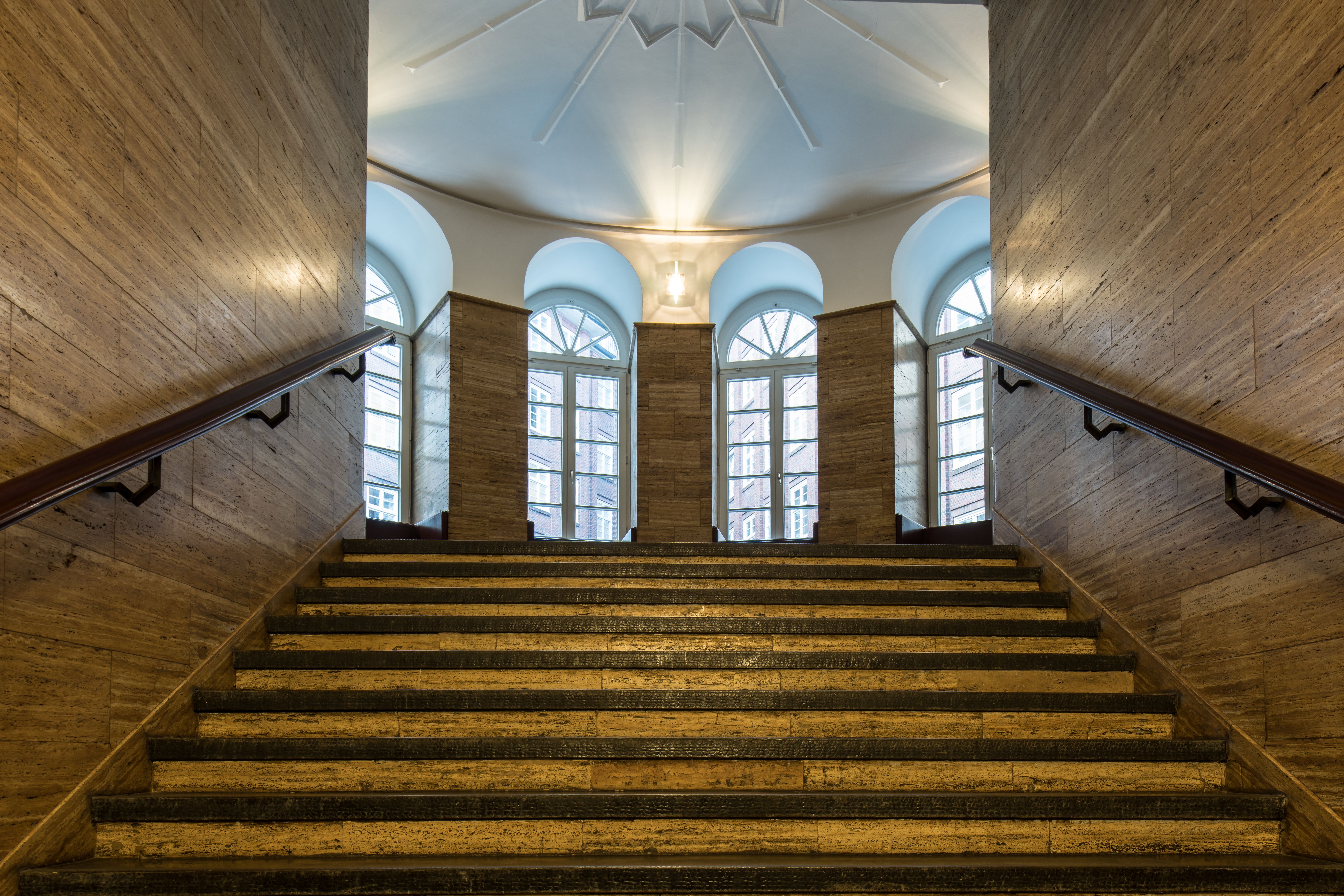 Symmetrical Staircase in Historic Hamburg Building · Free Stock Photo