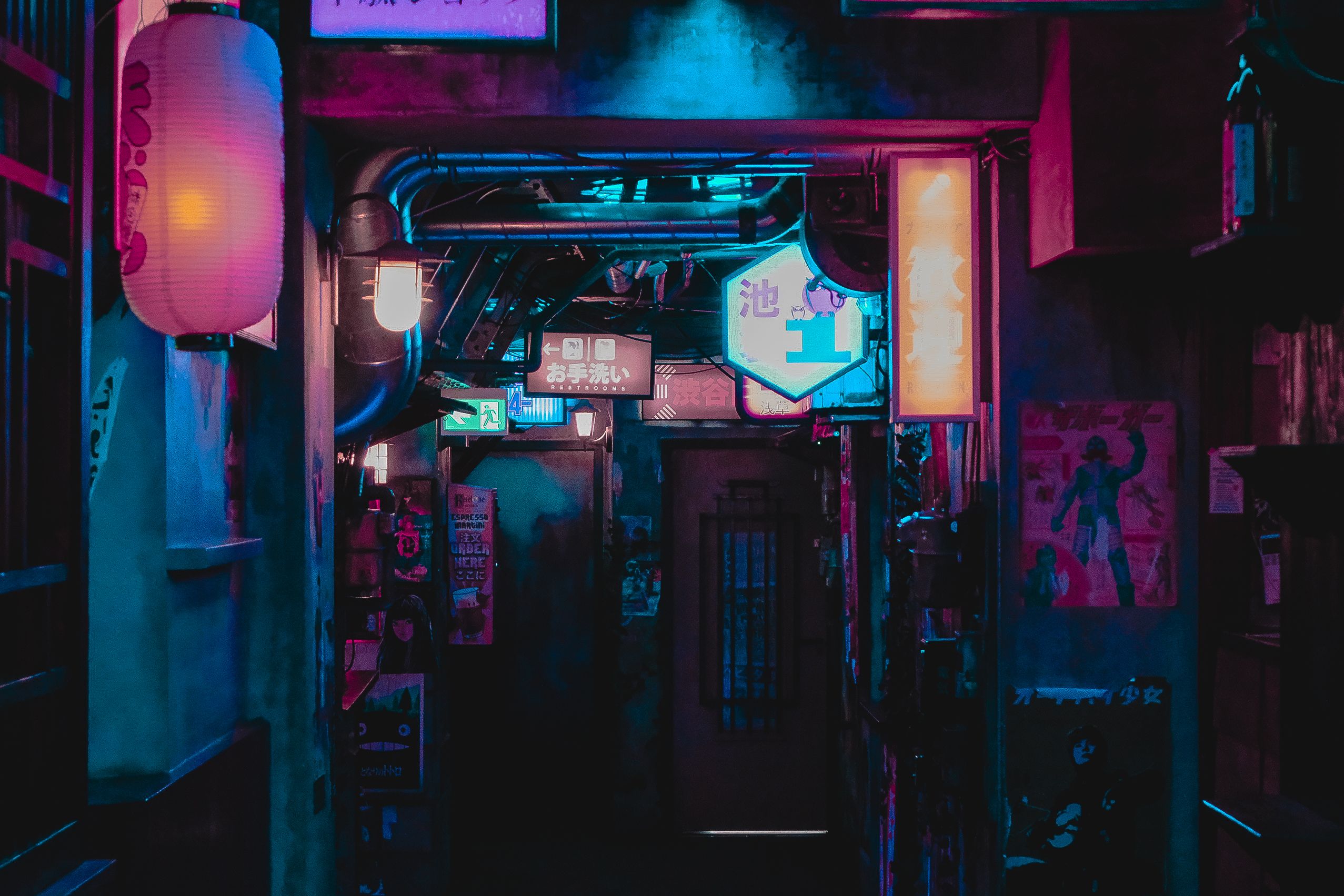 Neon-Lit Tokyo Alleyway at Night · Free Stock Photo