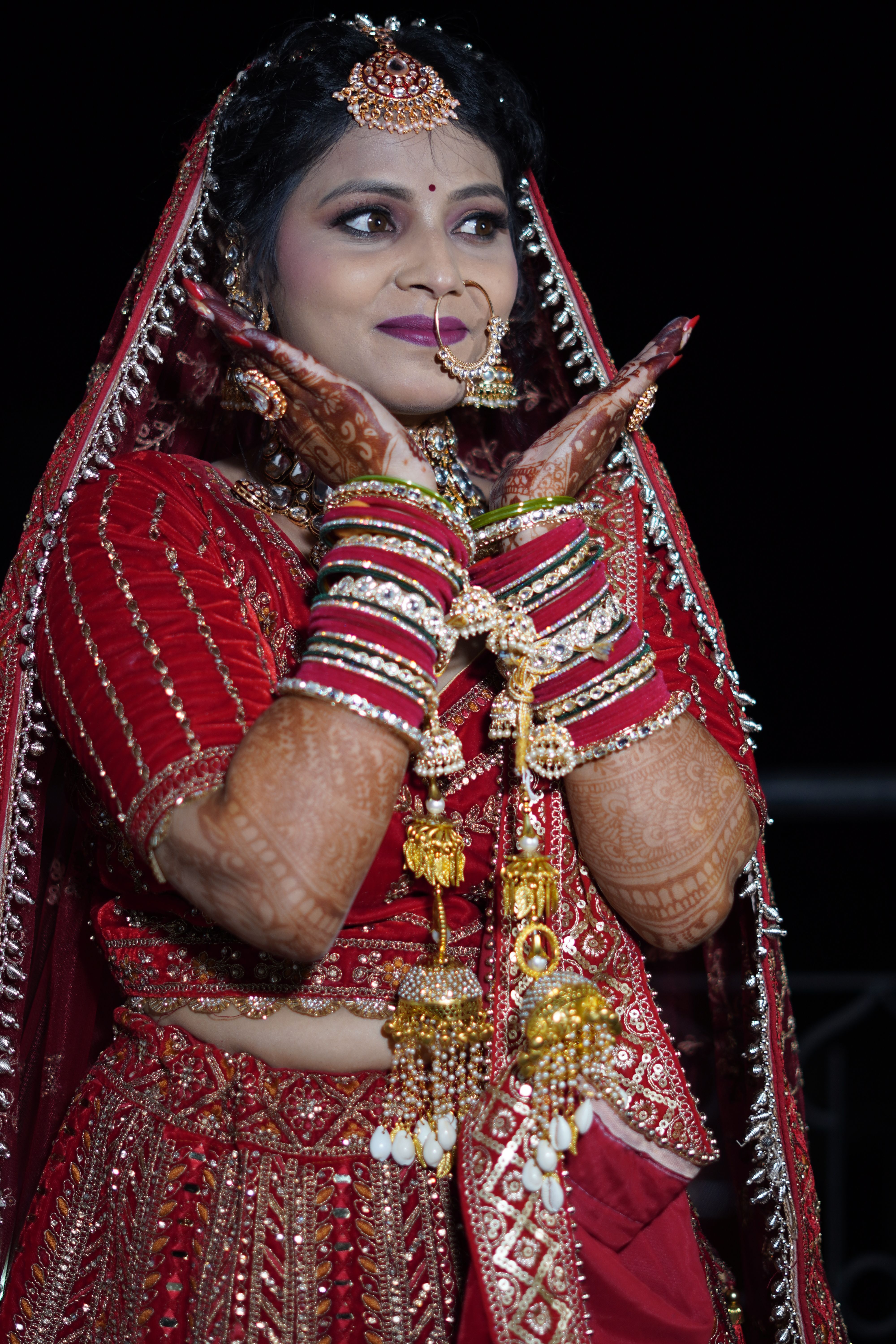 Beautiful Indian Bride in Traditional Red Attire · Free Stock Photo