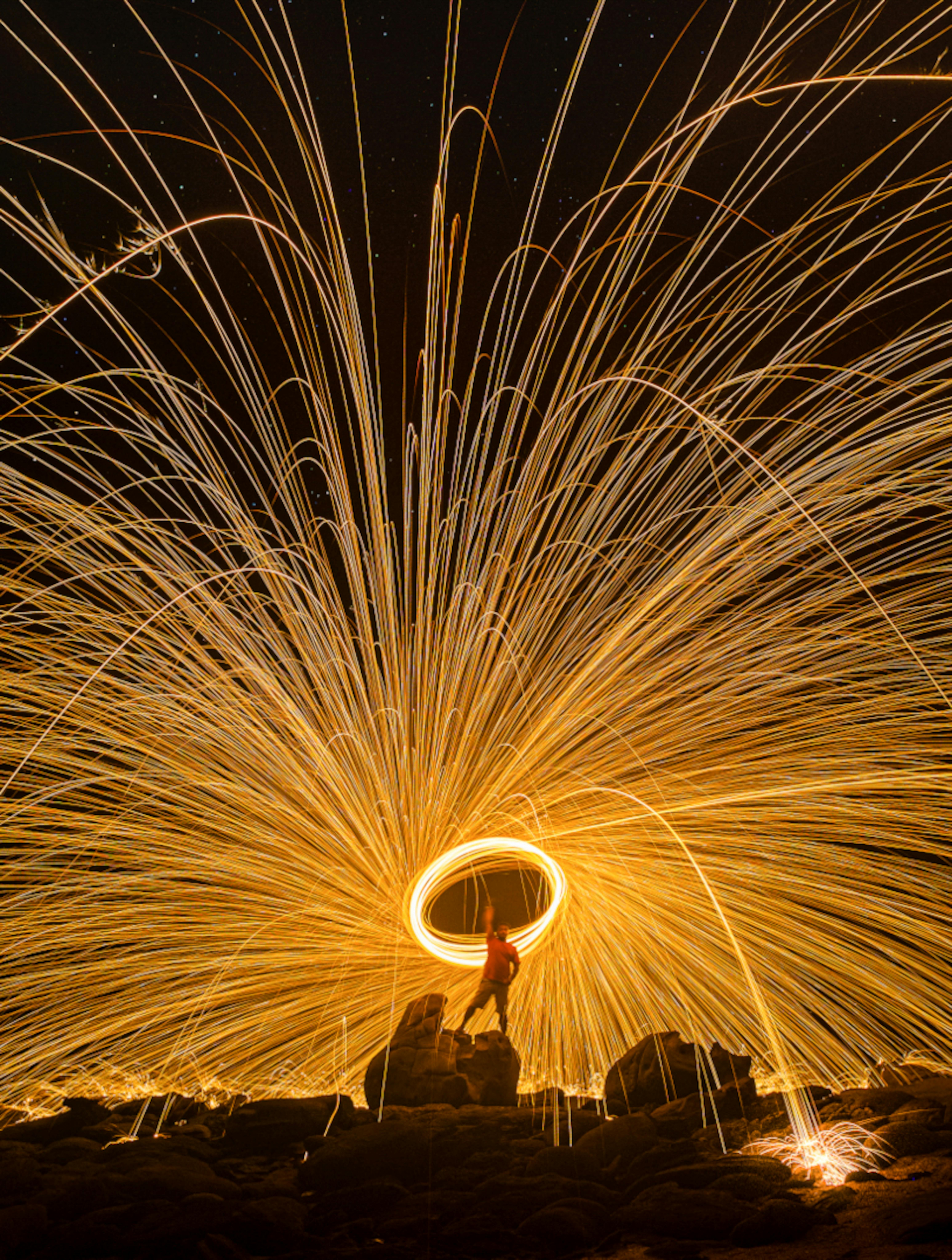 Spectacular Night Fire Dance Light Show Display · Free Stock Photo