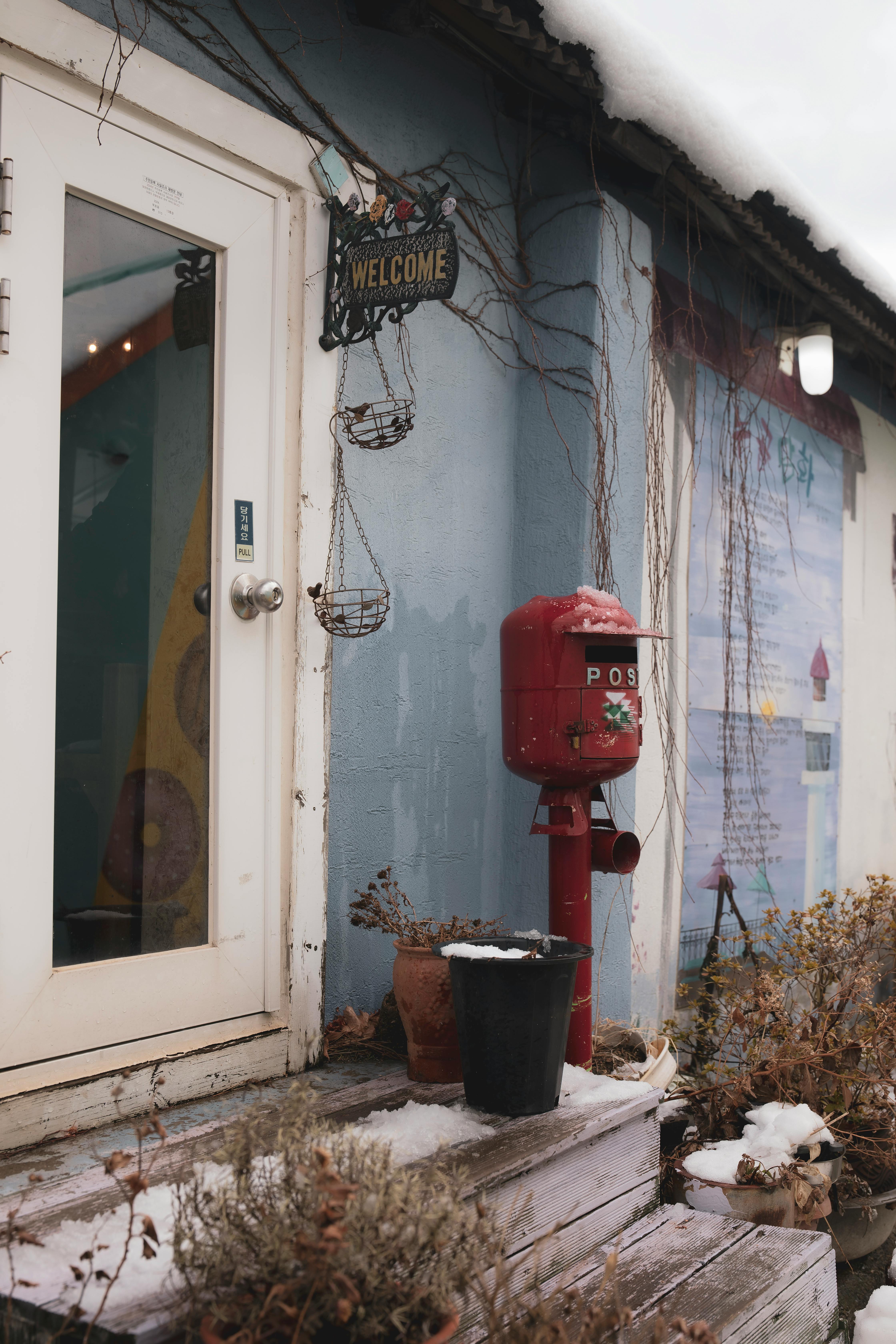 Winter Rustic Scene with Vintage Postbox · Free Stock Photo