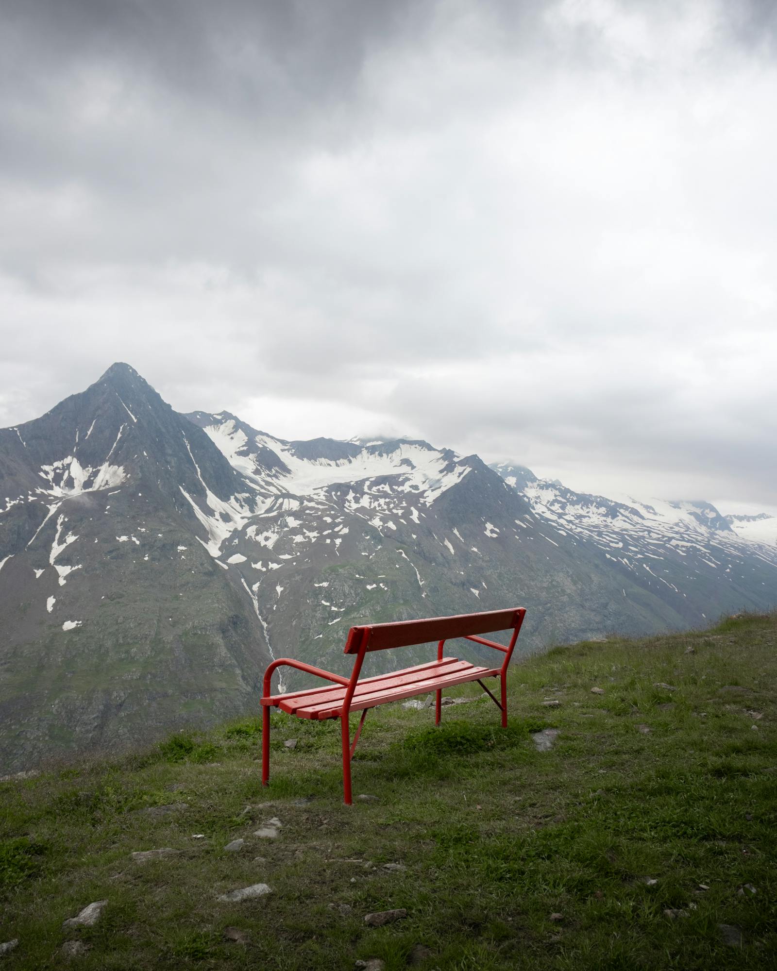 Red Bench Overlooking Austrian Alps In Tirol Photos, Download The BEST ...