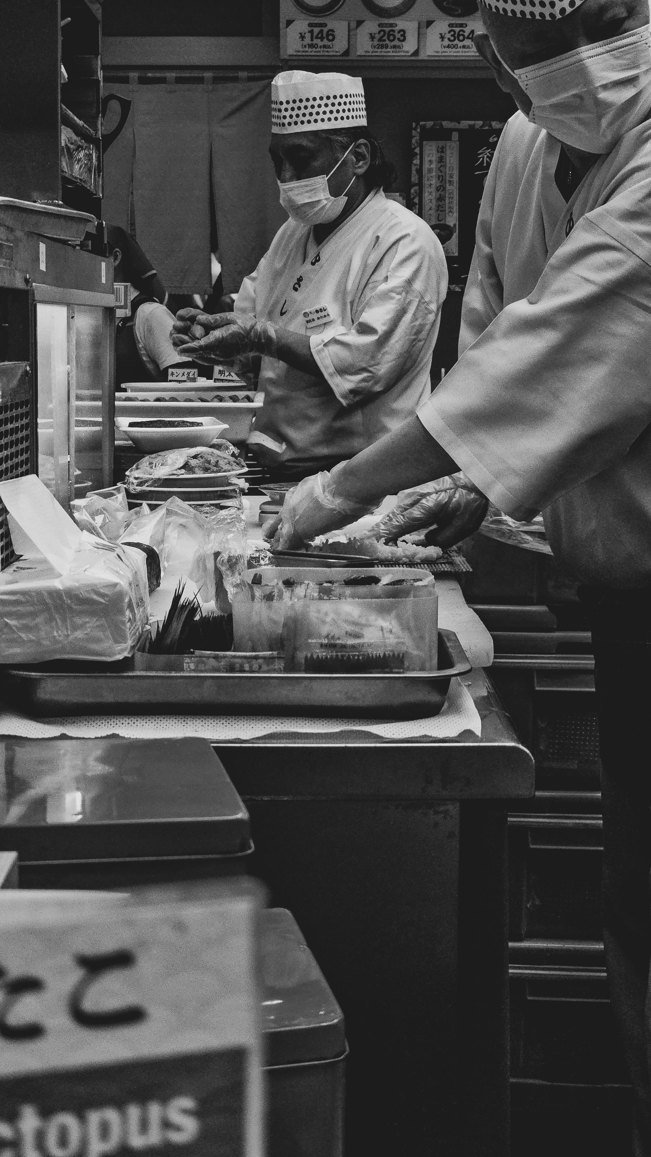 Sushi Chefs in Busy Japanese Restaurant Kitchen · Free Stock Photo