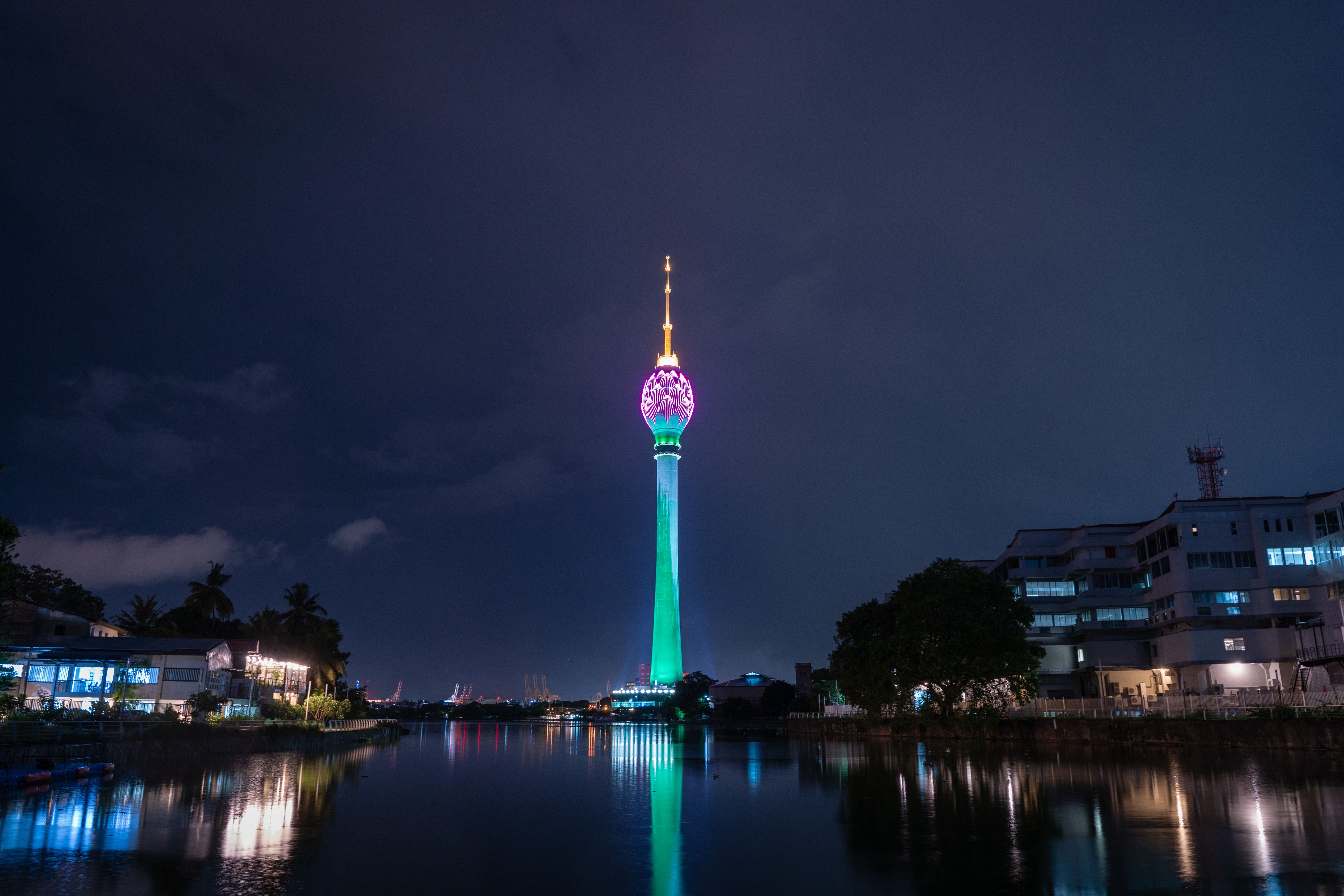 Lotus Tower Illuminated at Night in Colombo · Free Stock Photo
