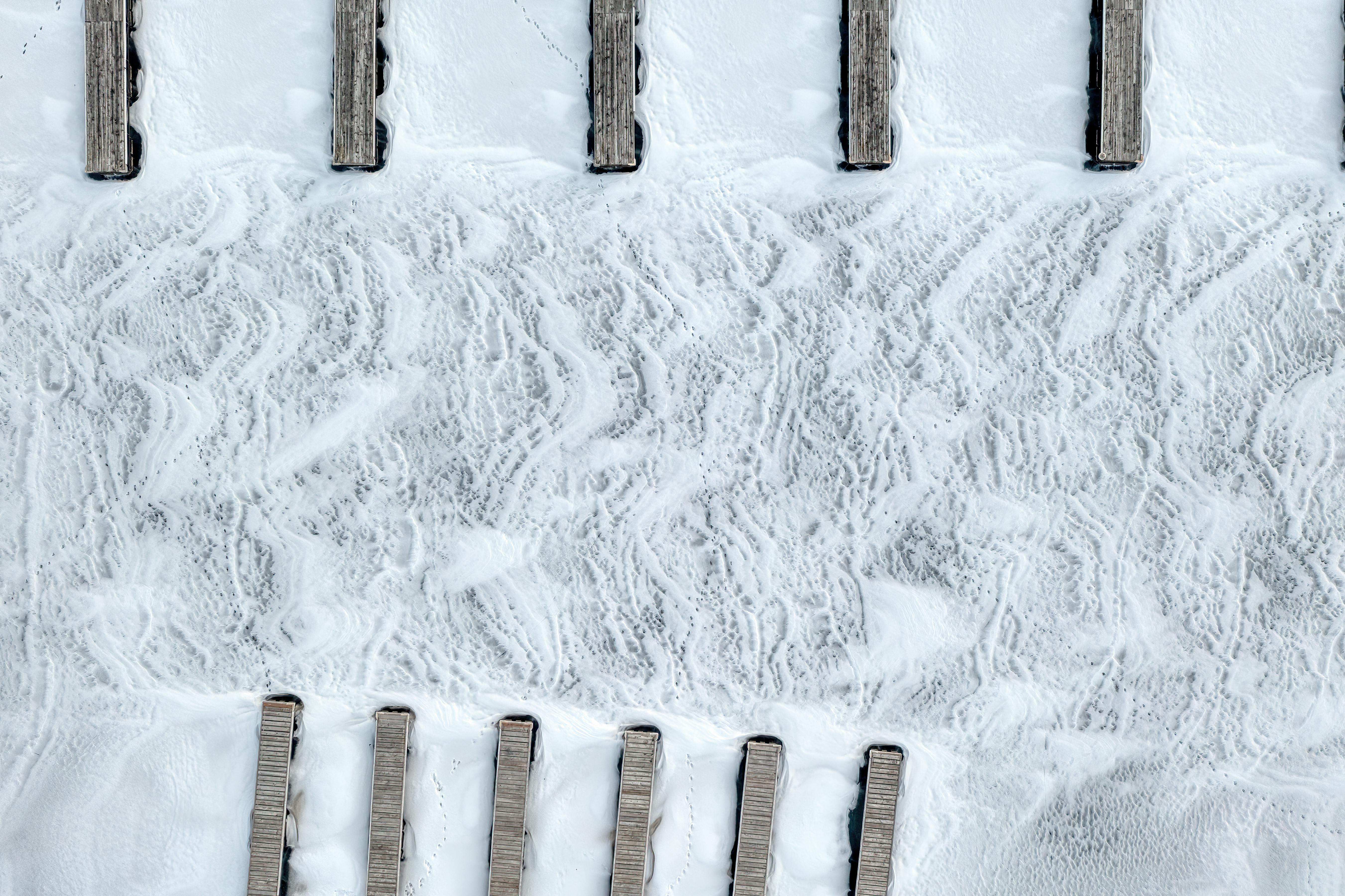 Aerial View of Snow-Covered Structures in Wisconsin · Free Stock Photo