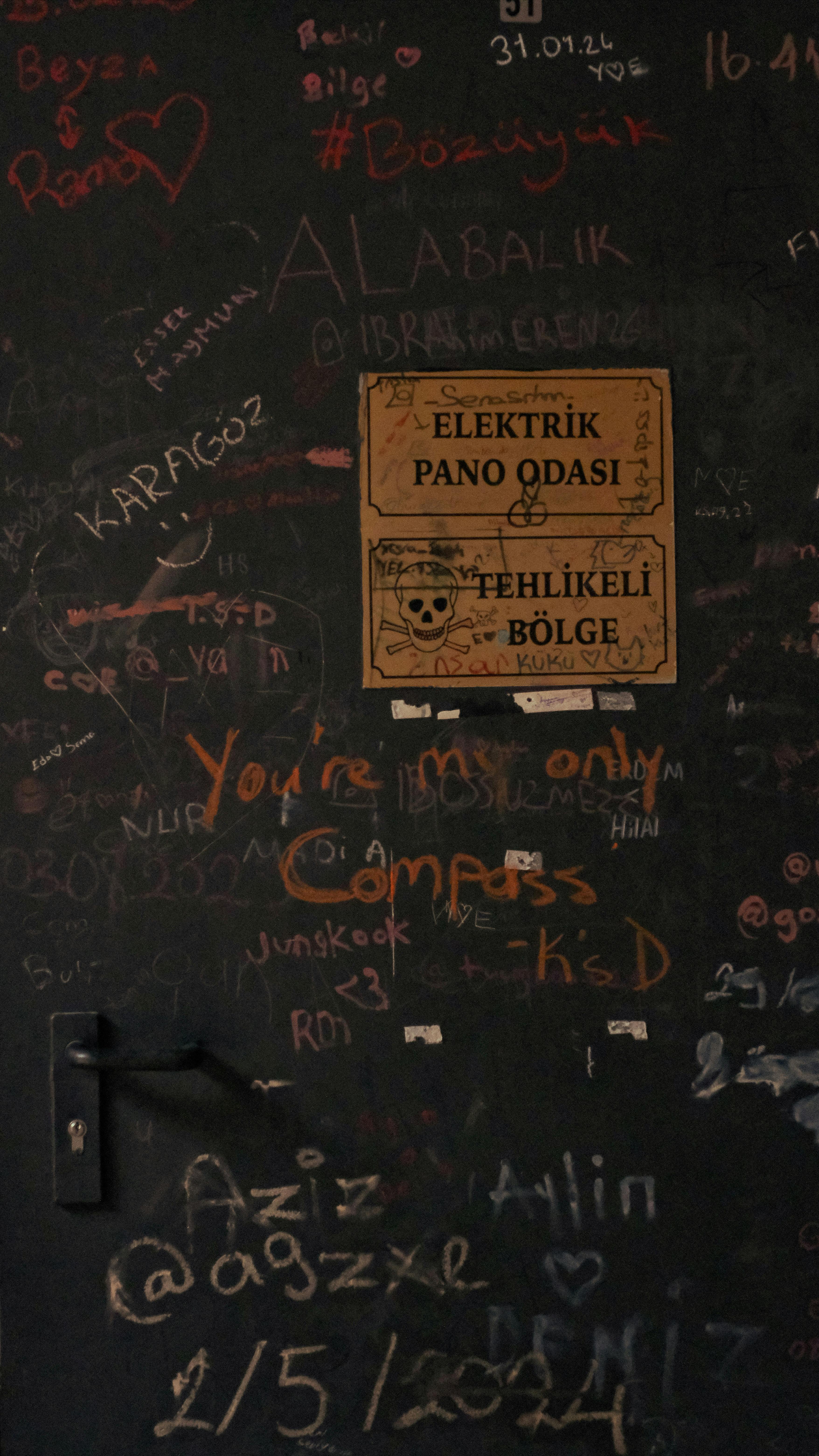 Graffiti Covered Door with Warning Signs · Free Stock Photo