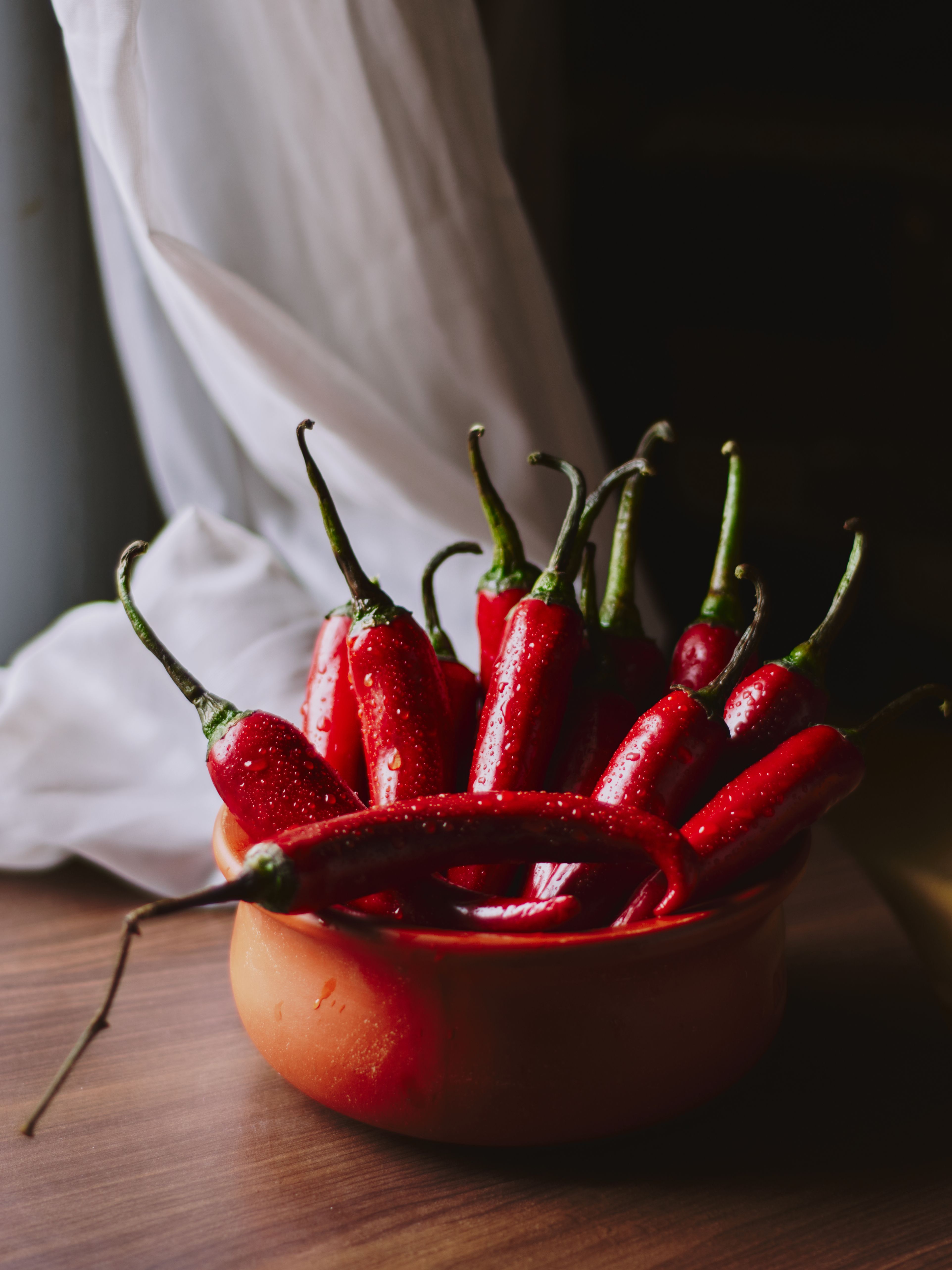 Vibrant Red Chili Peppers in Soft Light Still Life · Free Stock Photo