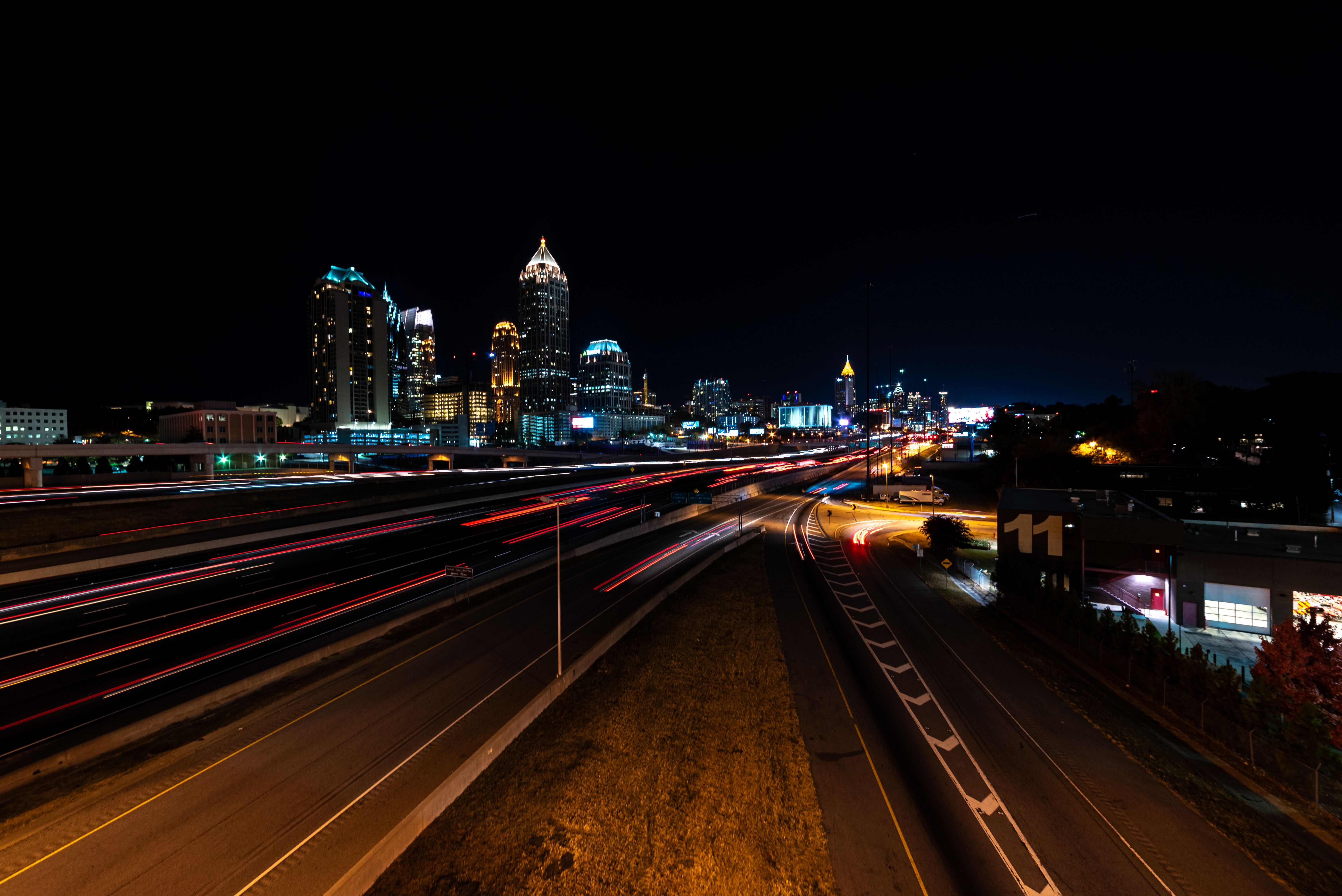 Atlanta Night Skyline with Light Trails · Free Stock Photo