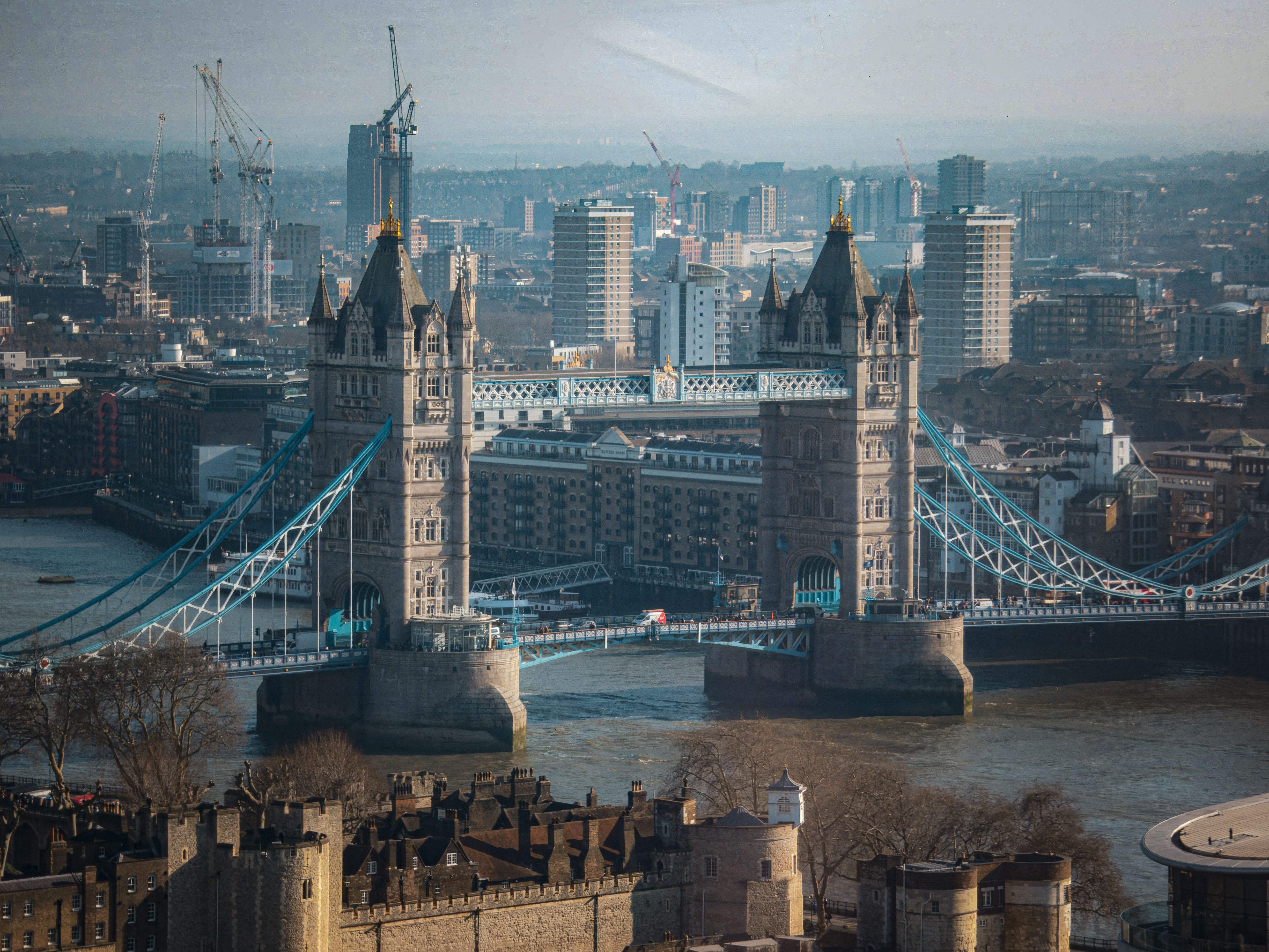 Aerial View of Iconic Tower Bridge in London · Free Stock Photo