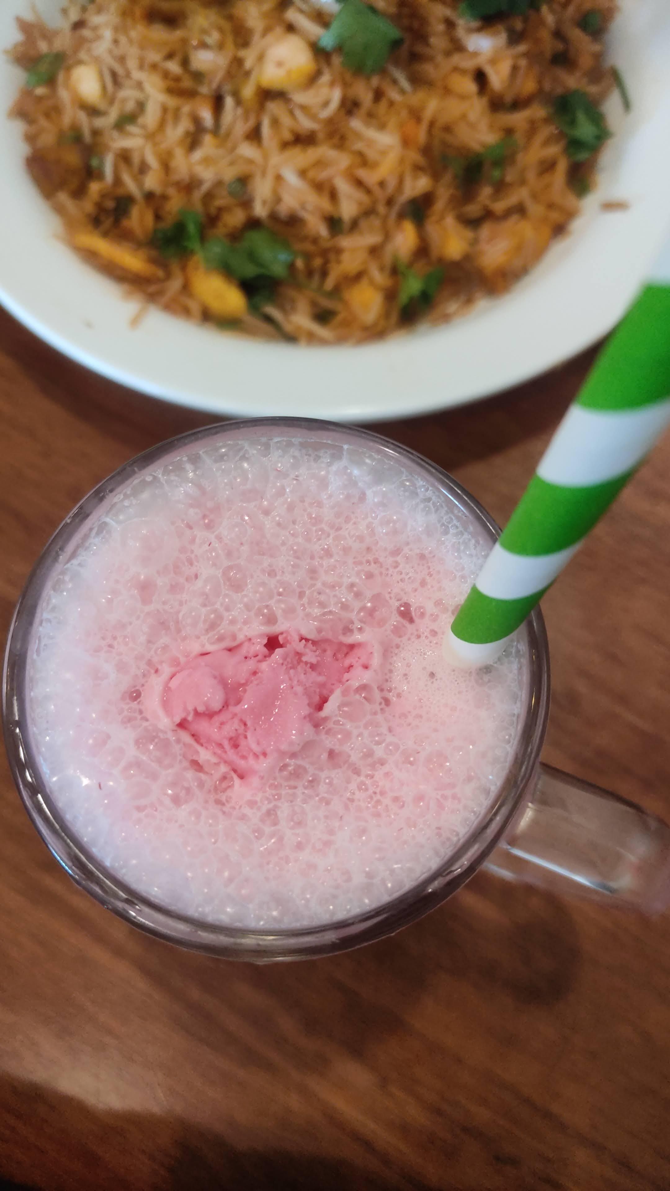 Strawberry Milkshake and Fried Rice Combo · Free Stock Photo