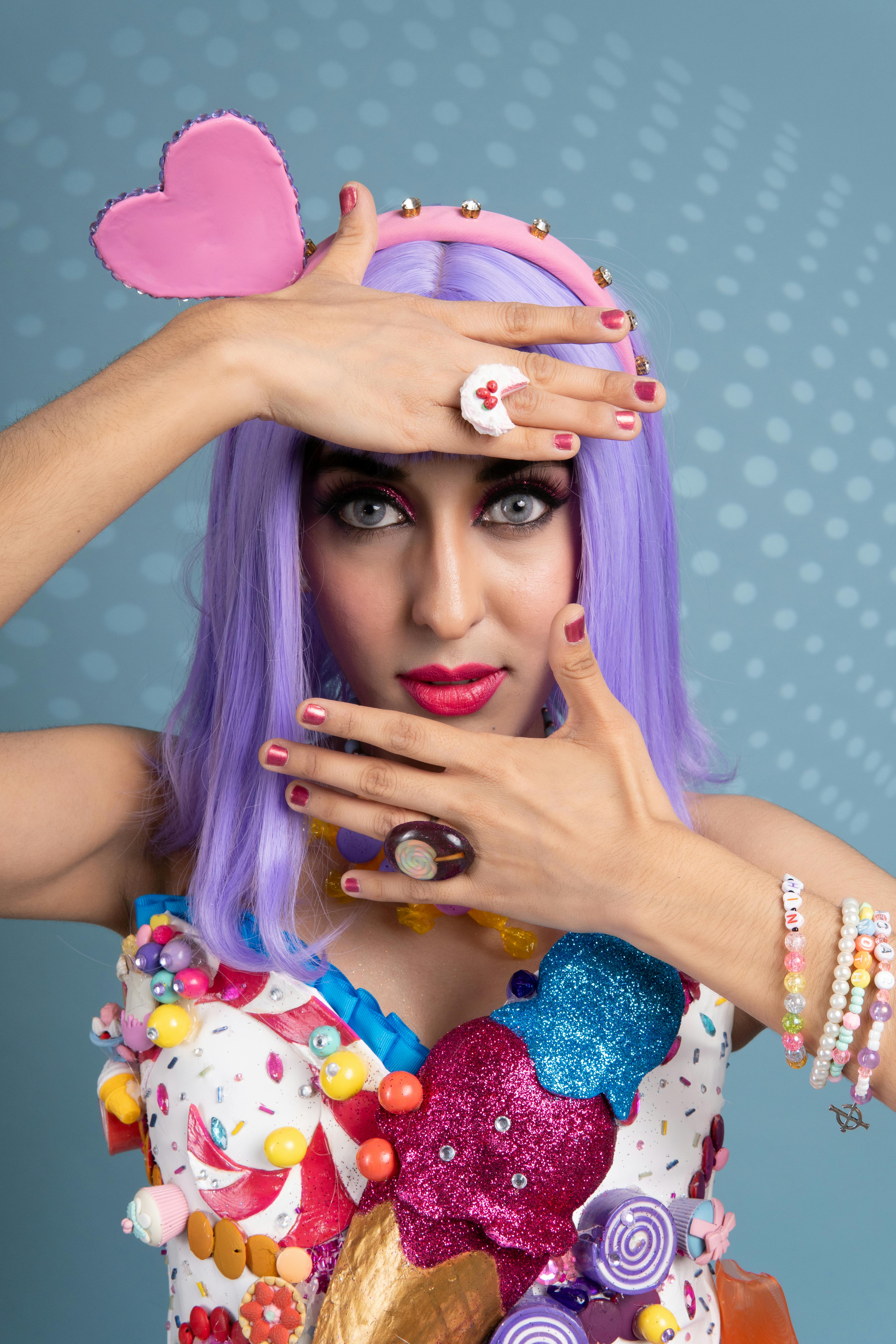 Colorful Cosplay Portrait with Purple Wig · Free Stock Photo