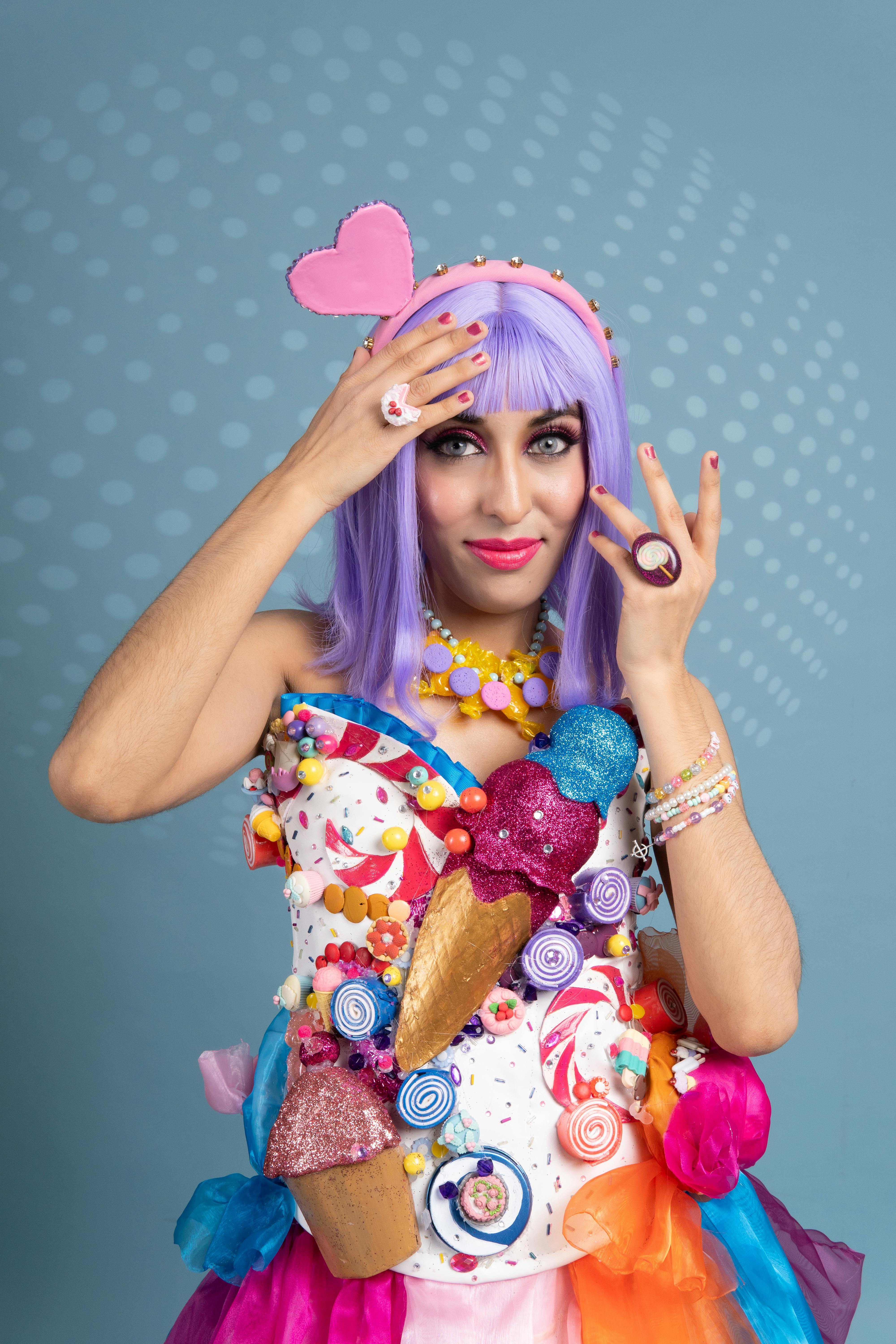 Colorful Costume Portrait with Purple Wig · Free Stock Photo