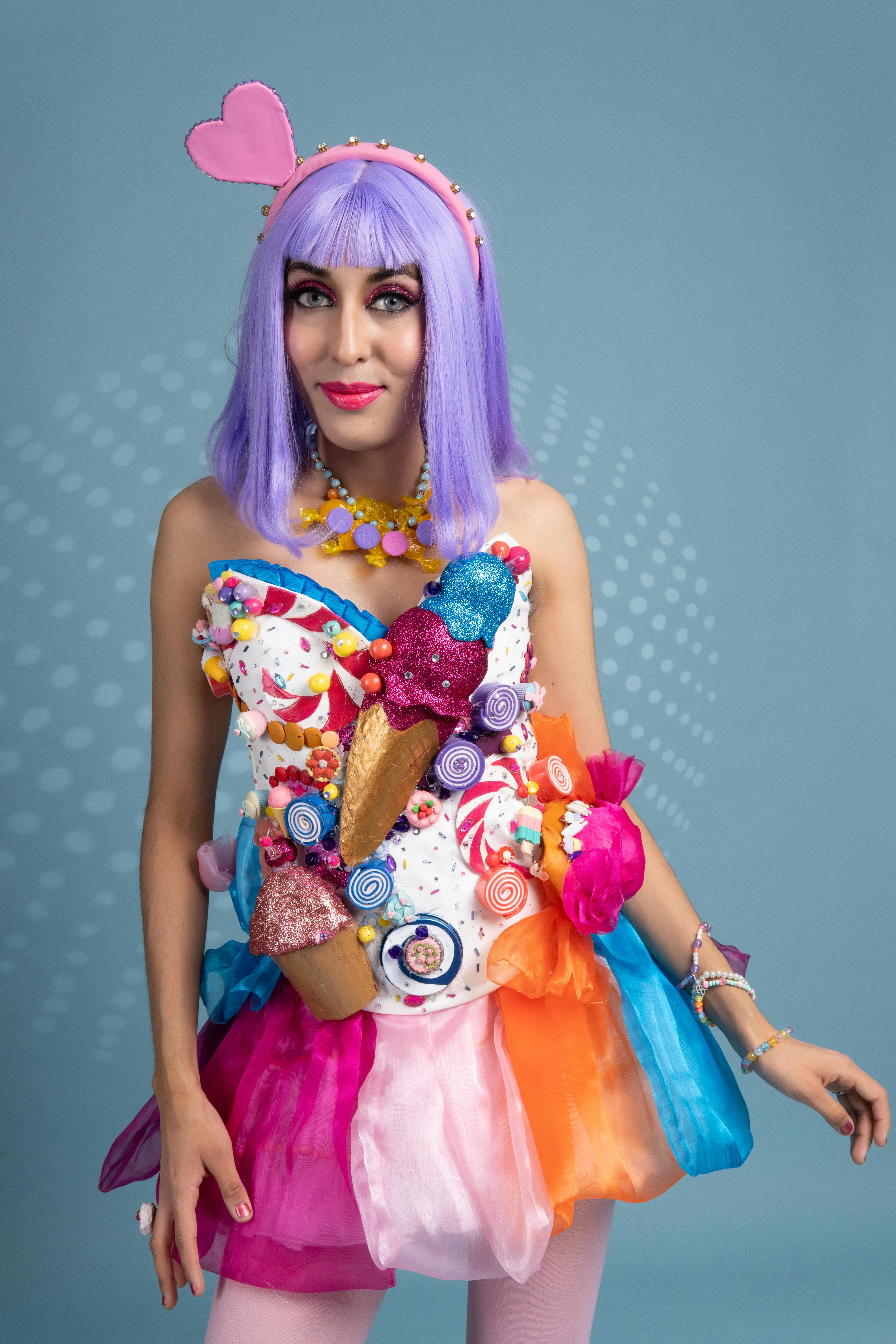 Vibrant Cosplay Art with Colorful Candy Dress · Free Stock Photo
