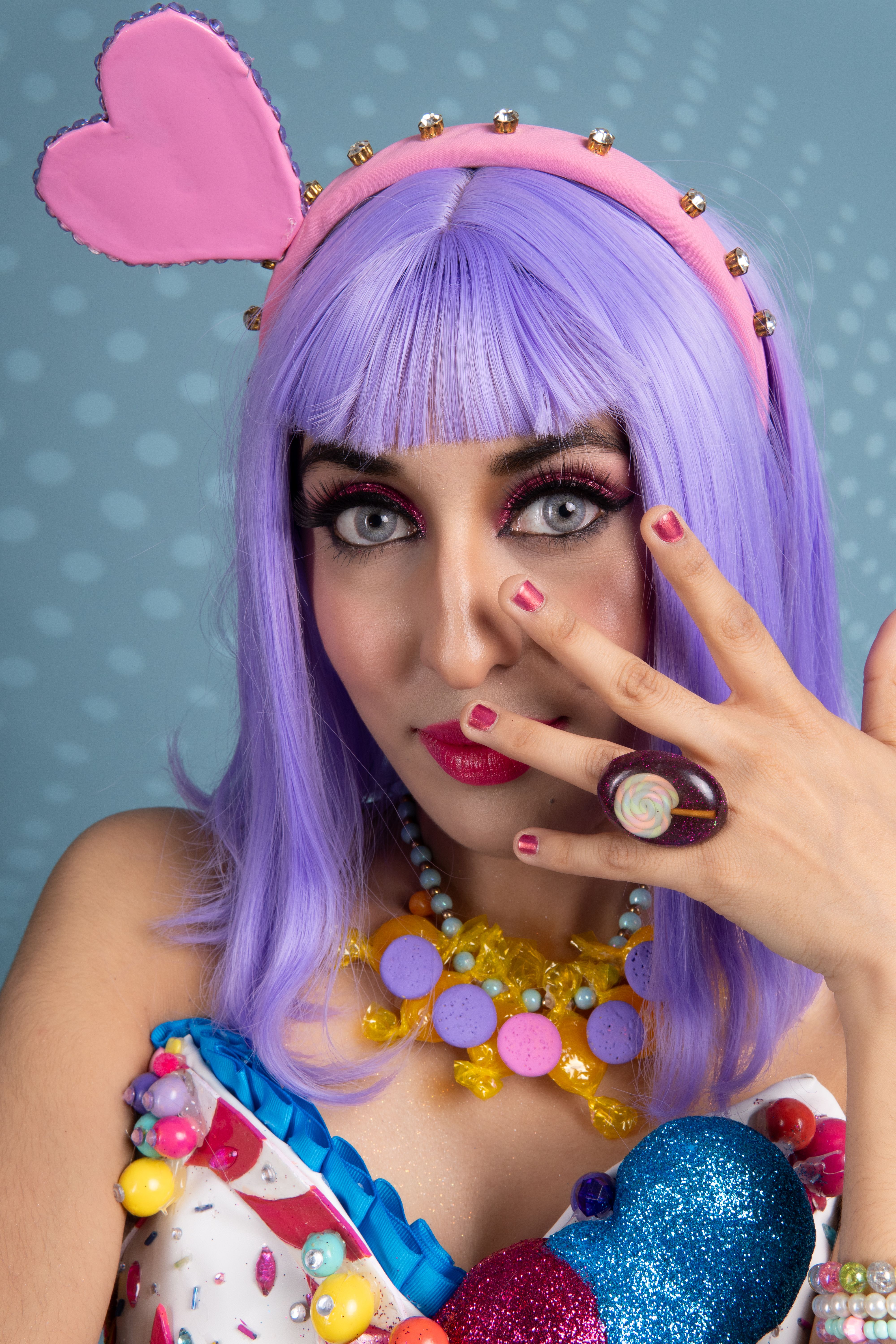 Vibrant Cosplay Portrait with Purple Wig · Free Stock Photo
