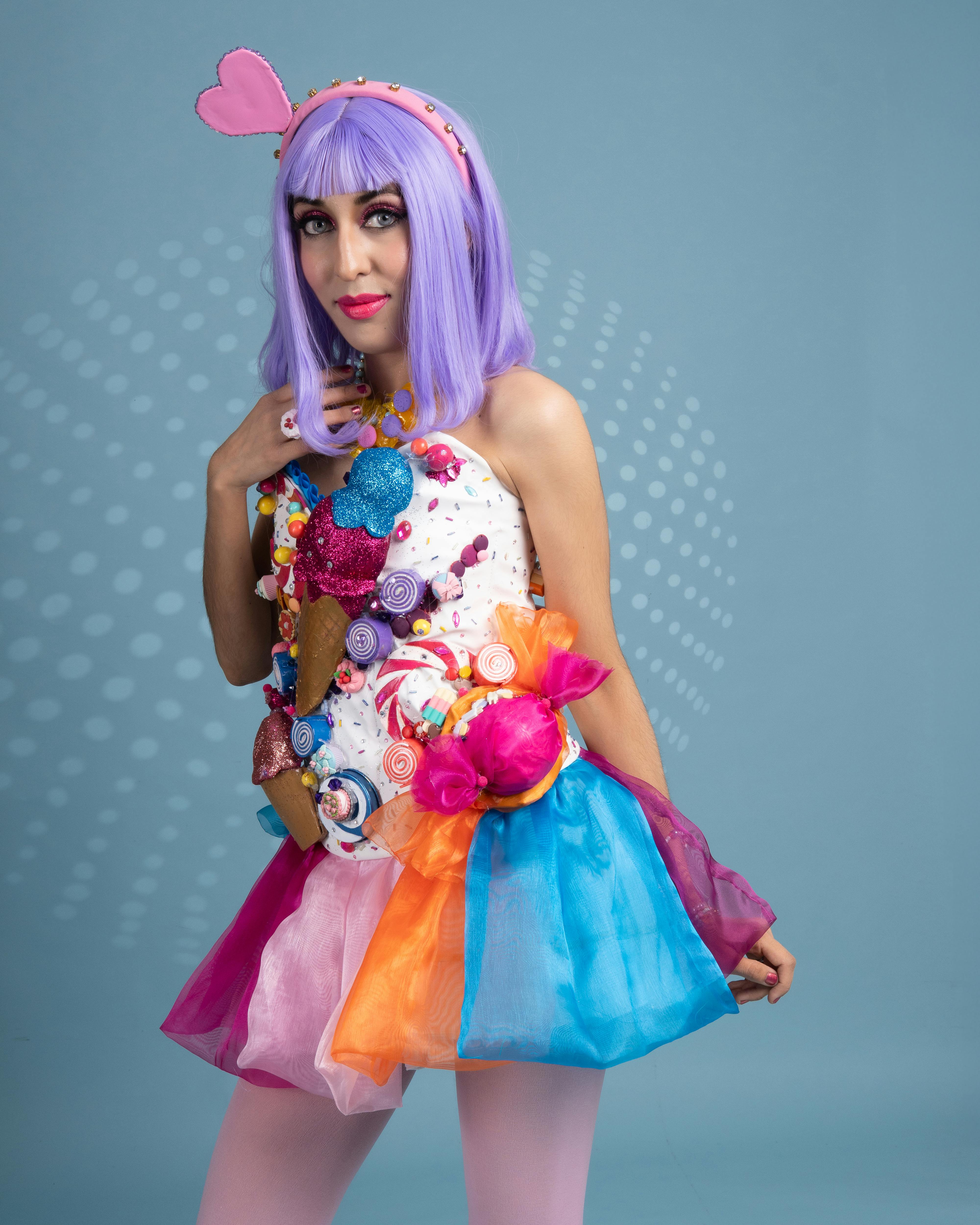 Colorful Cosplay Portrait with Purple Wig · Free Stock Photo