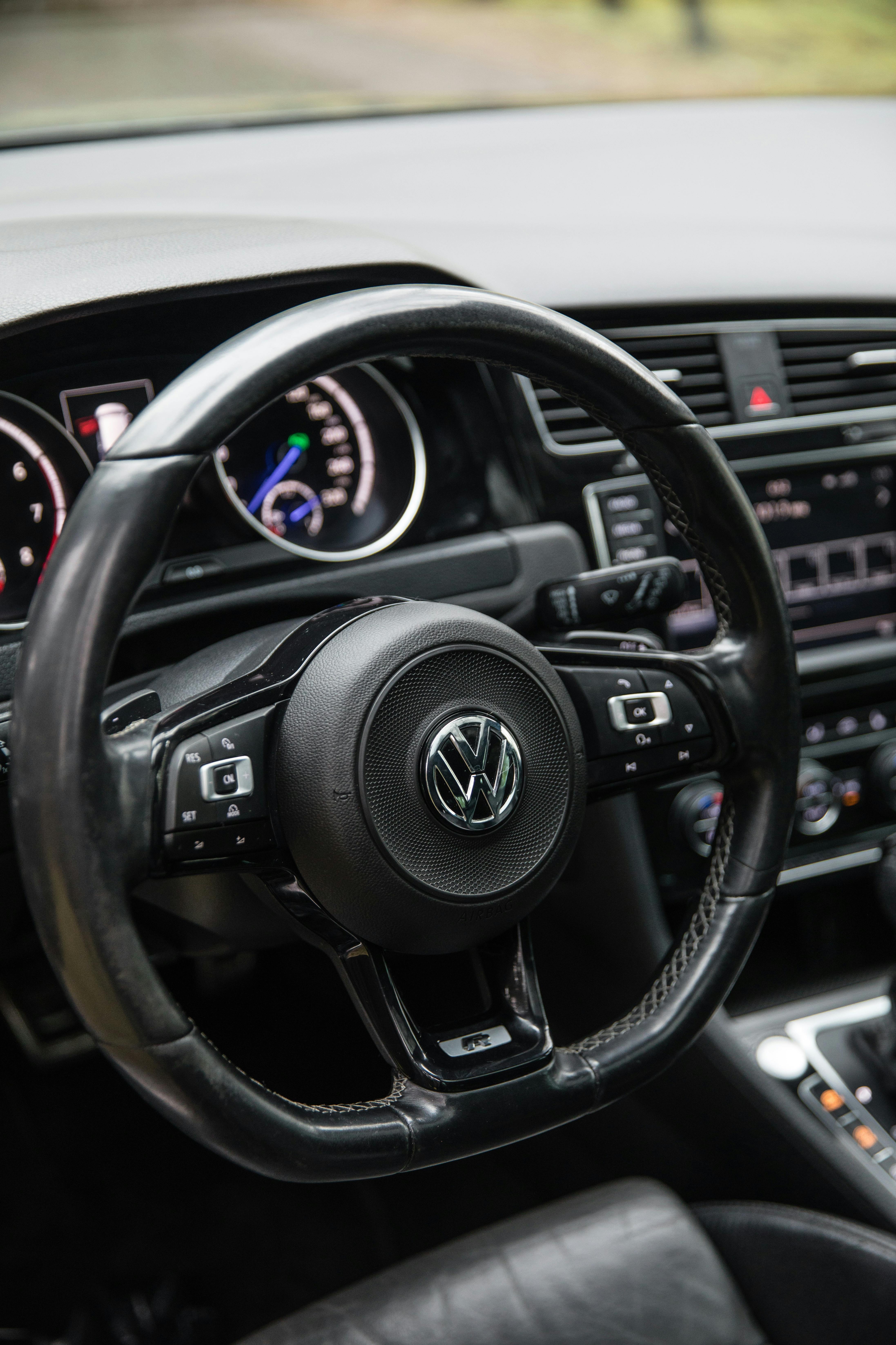 Close-Up of Car Steering Wheel Interior · Free Stock Photo