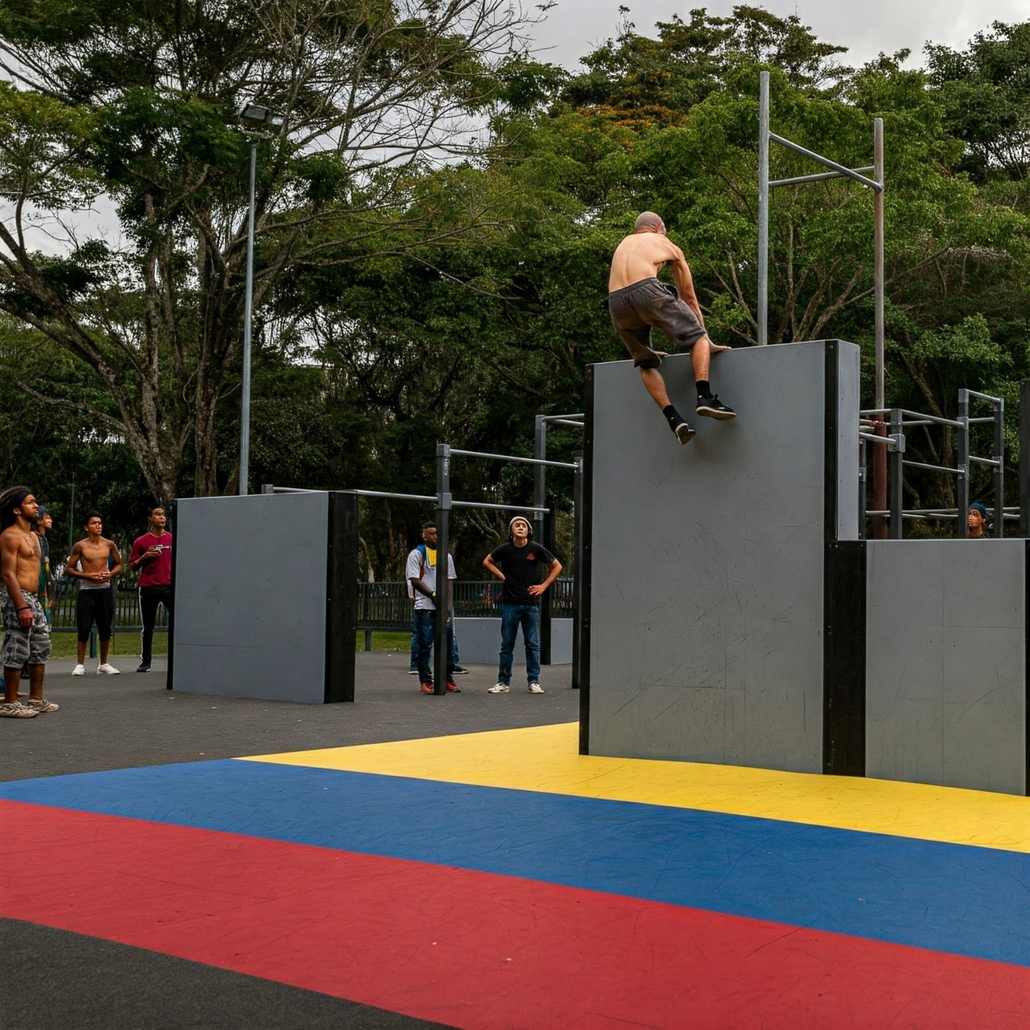 Outdoor Parkour Training on Colorful Playground · Free Stock Photo