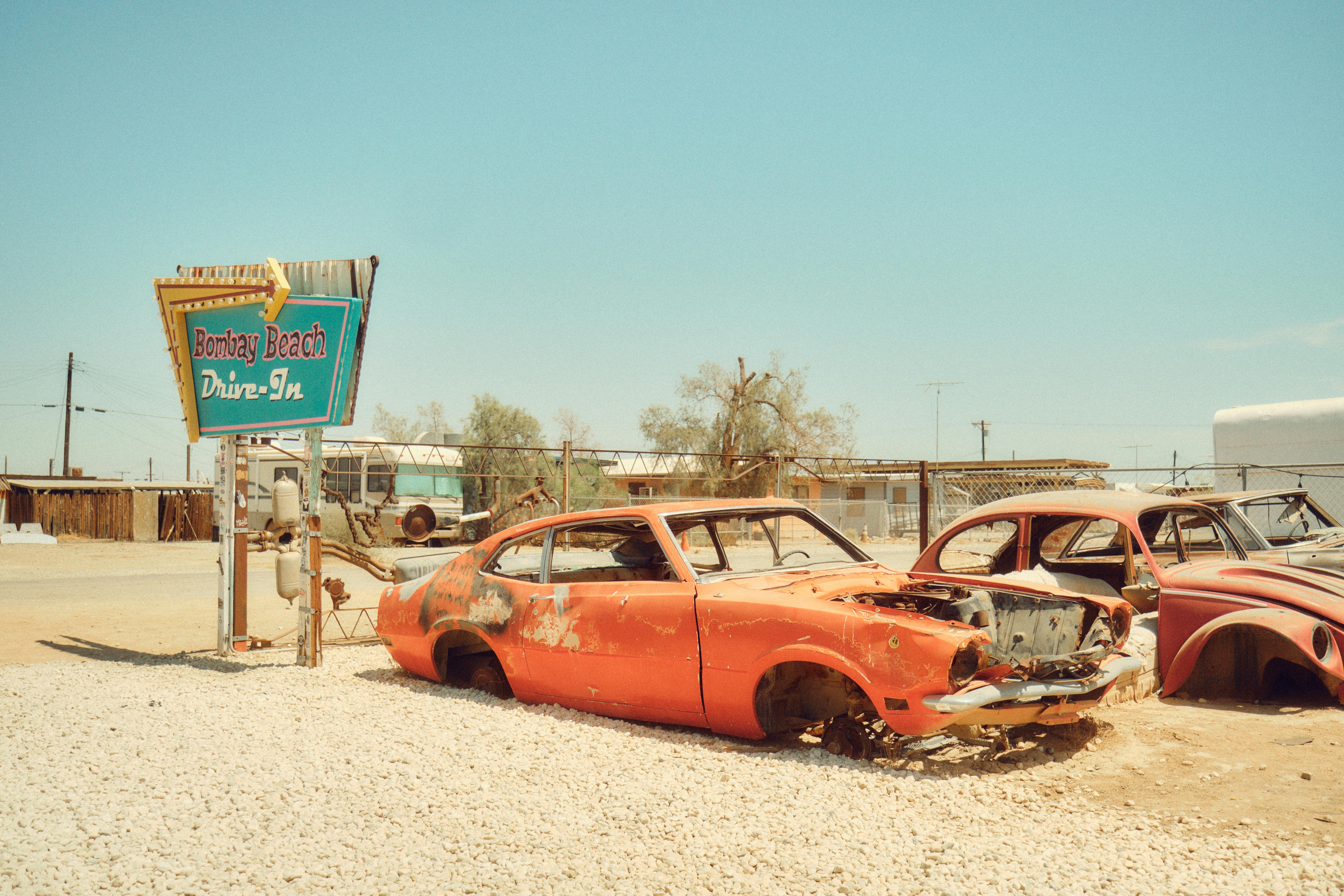 Bombay Beach Drive In의 빈티지 자동차 난파선 · 무료 스톡 사진